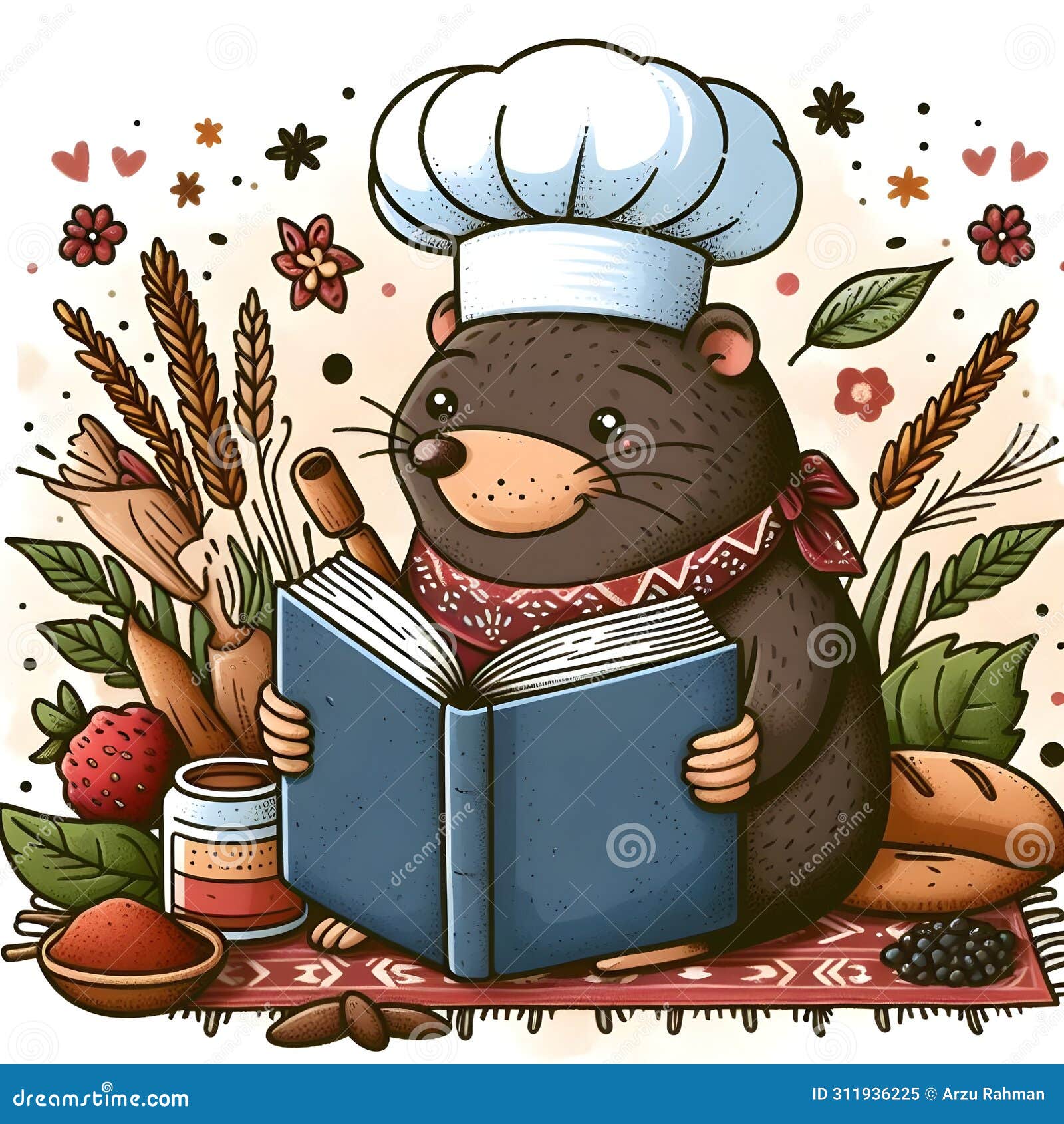 Cartoon Mole Chef with Recipe Stock Illustration - Illustration of ...