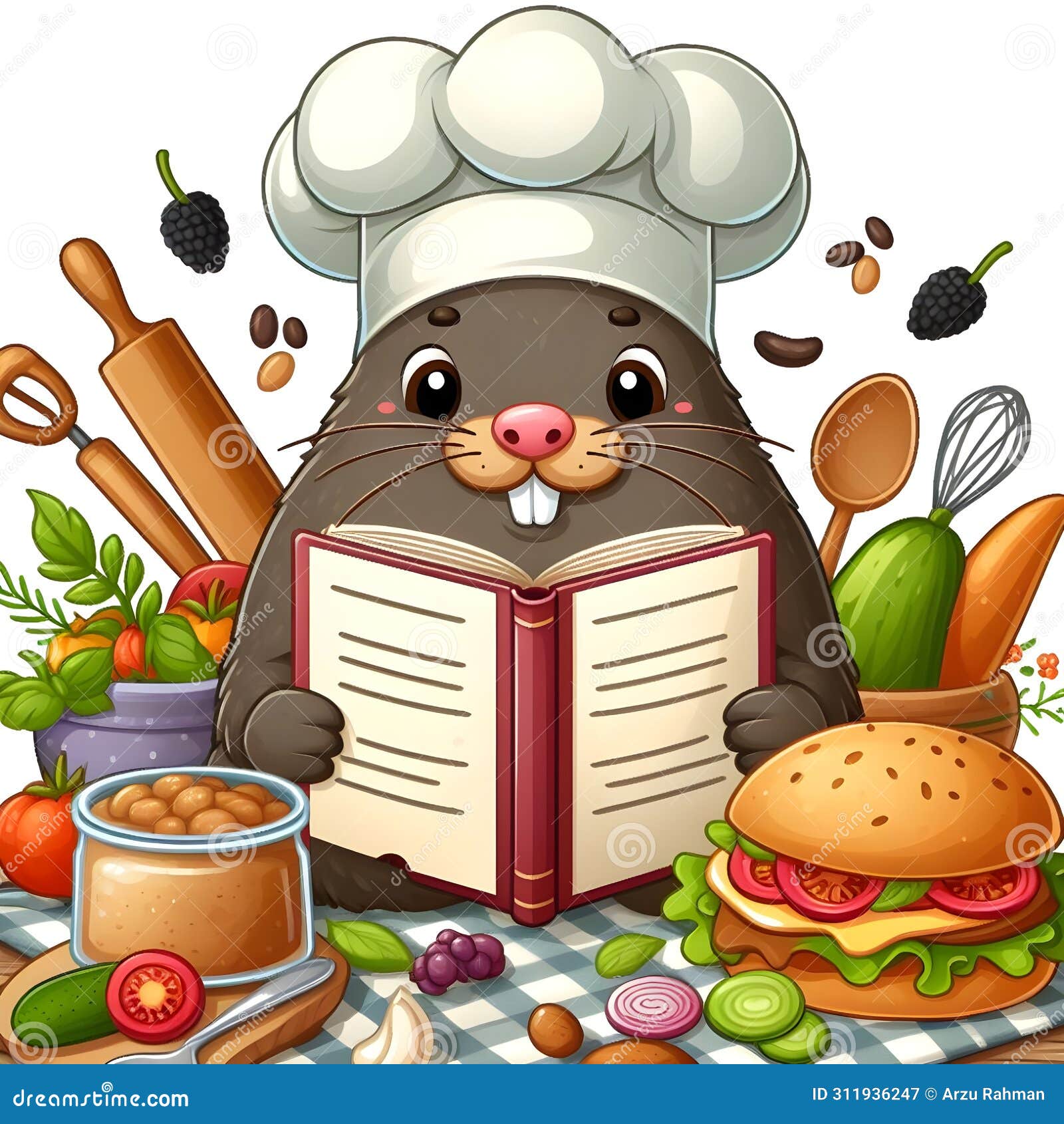 Cartoon Mole Chef with Recipe Stock Illustration - Illustration of ...