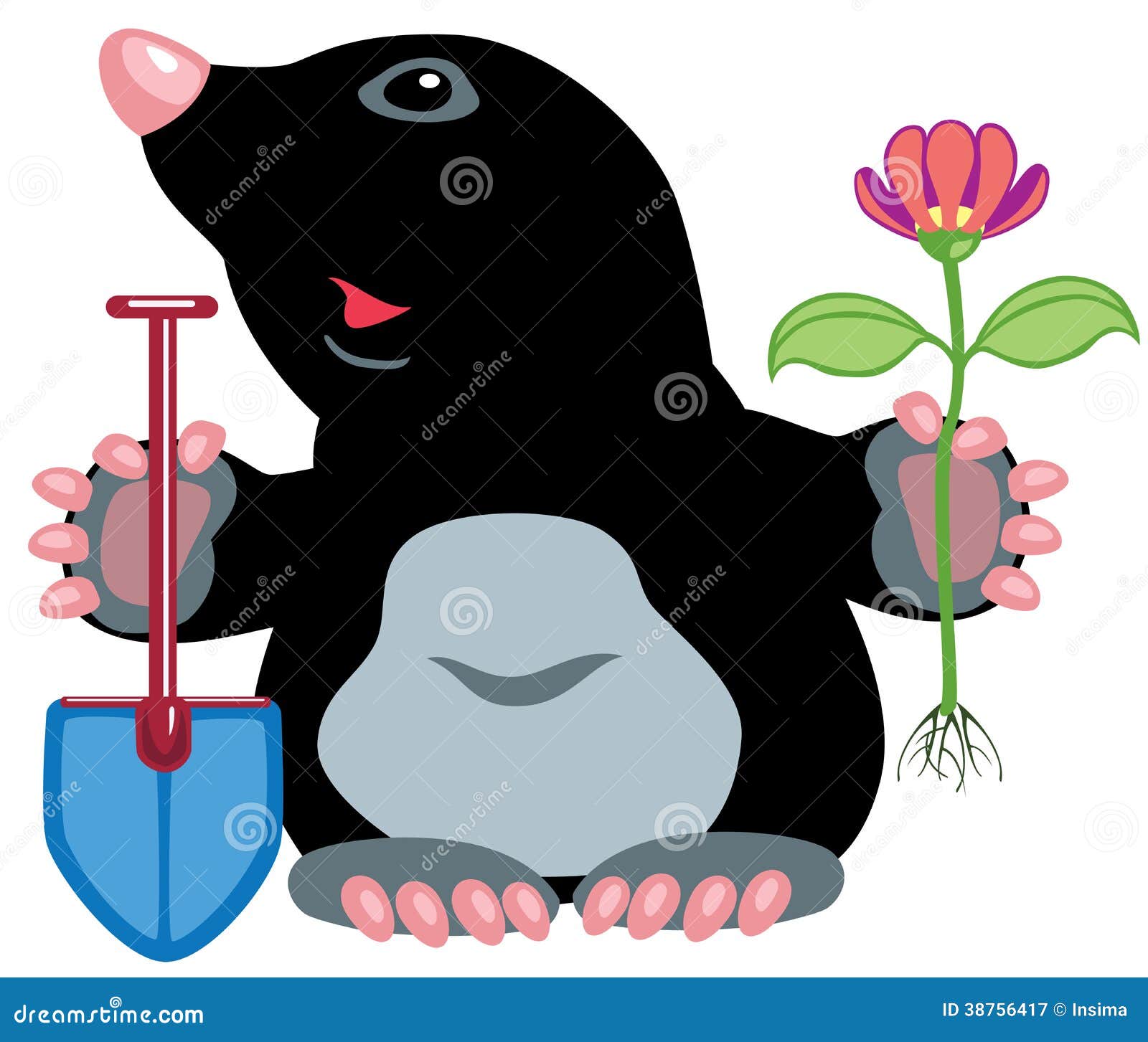 Cartoon Mole Coming Out Of Hole In Ground, Borrowing Field Wild Animal ...