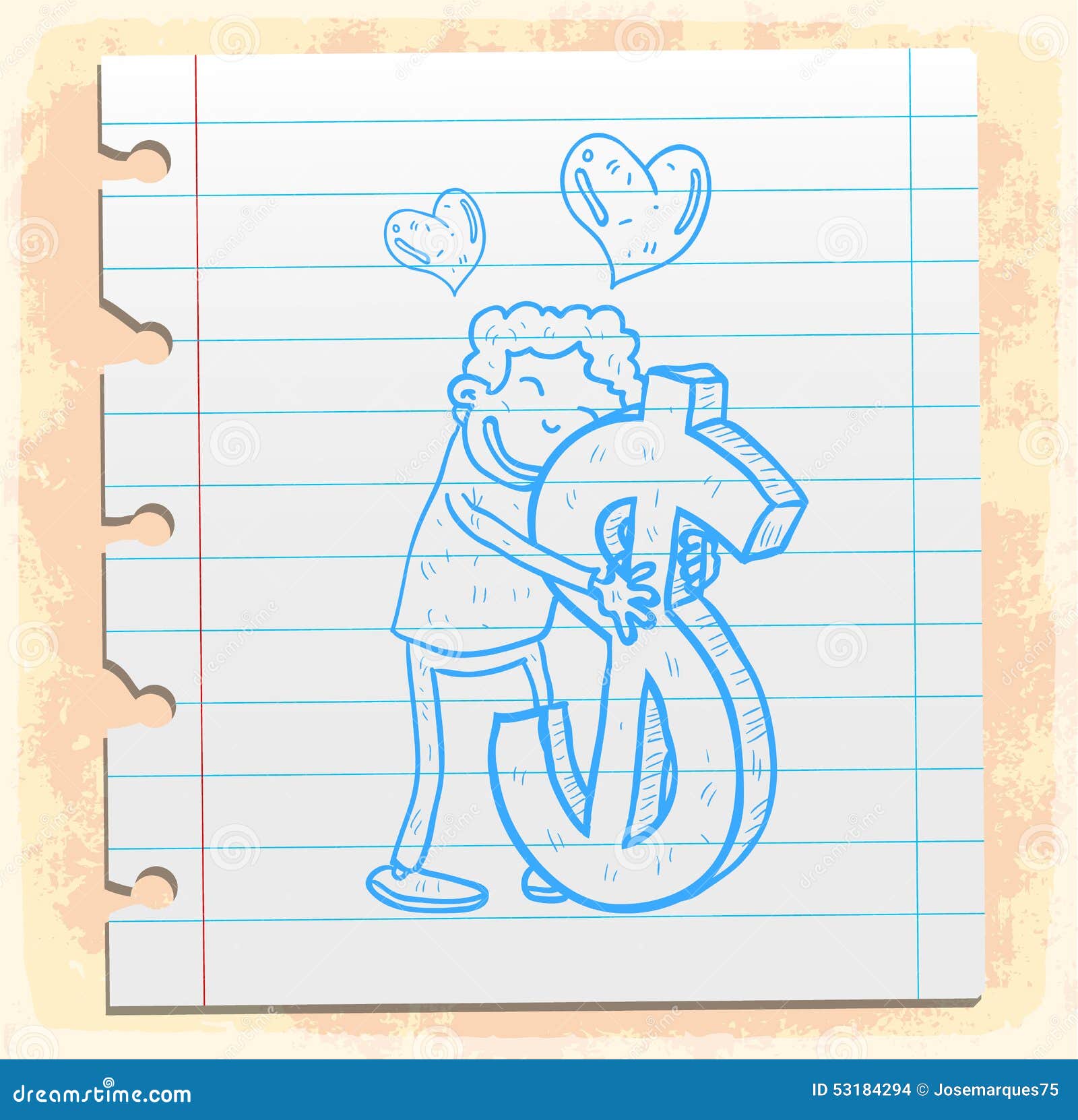 Big Money Love, Man Adoring Dollar Banknotes Vector Illustration ...