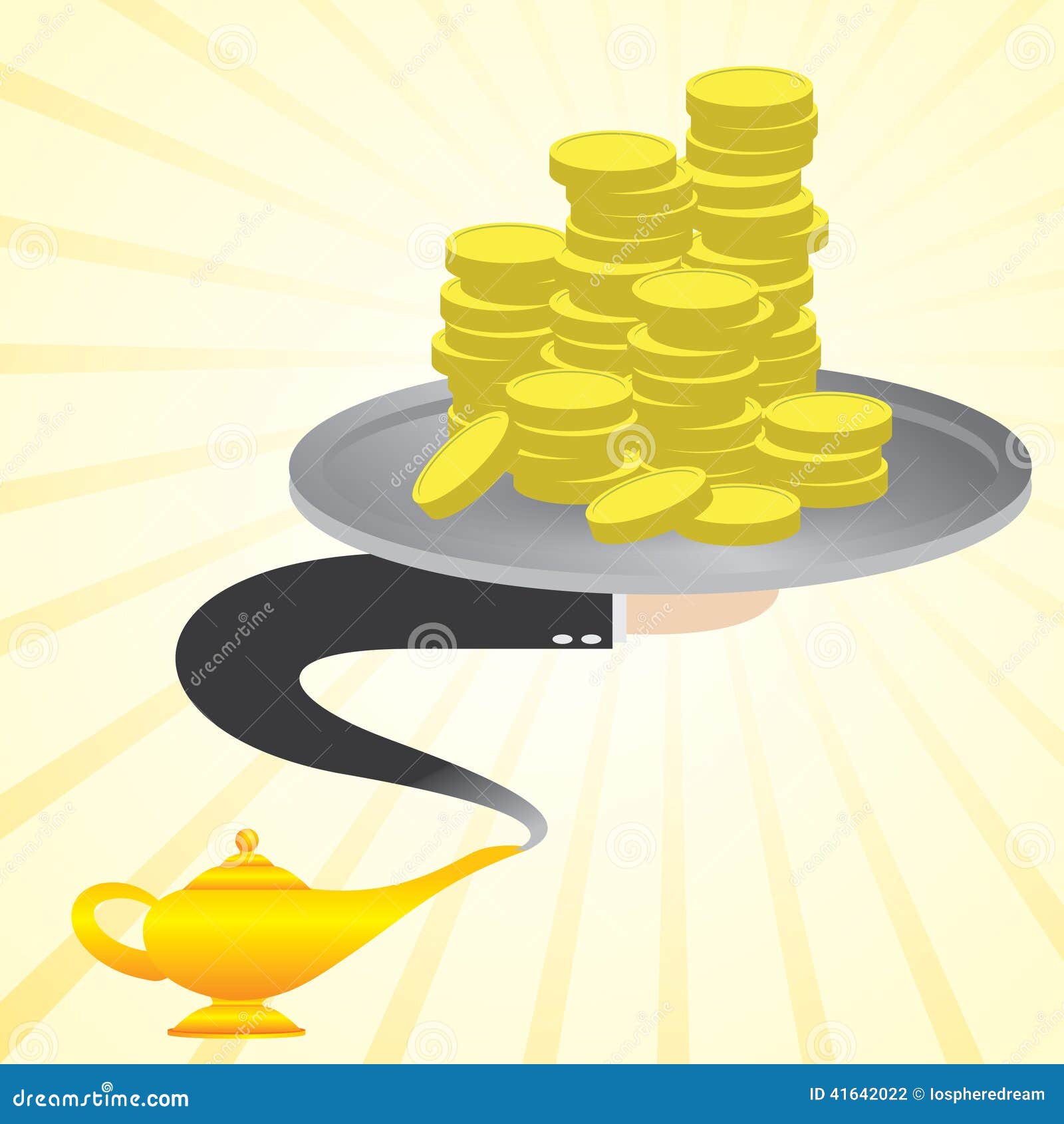 Cartoon Money from Magic Lamp Stock Vector - Illustration of coin, cash ...