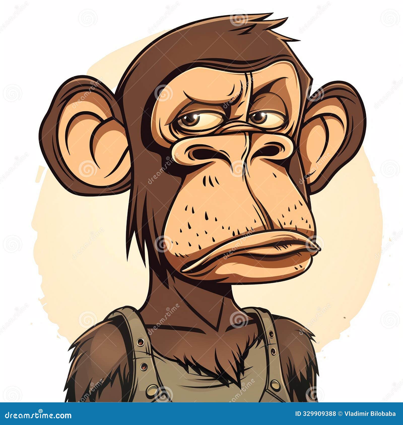Cartoon Monkey Character in a Neutral Expression with Detailed Features ...