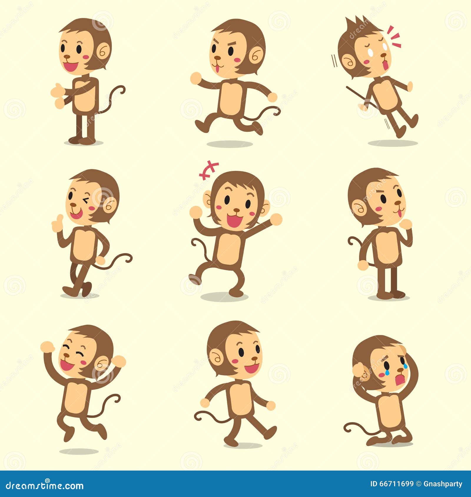 Cartoon Monkey Character Poses Stock Vector - Illustration of concept ...