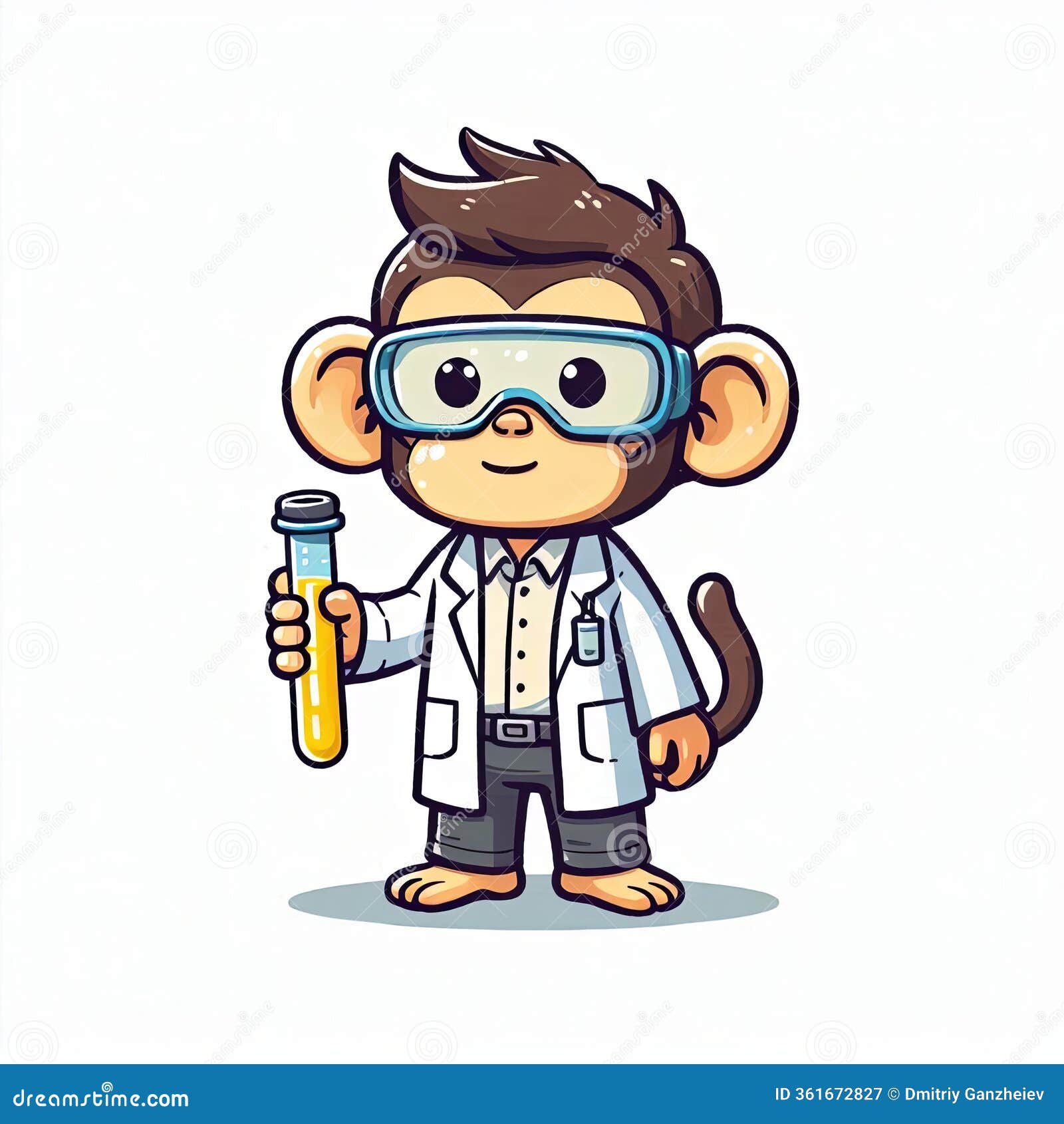 Monkey Conducting A Laboratory Experiment Cartoon Vector ...