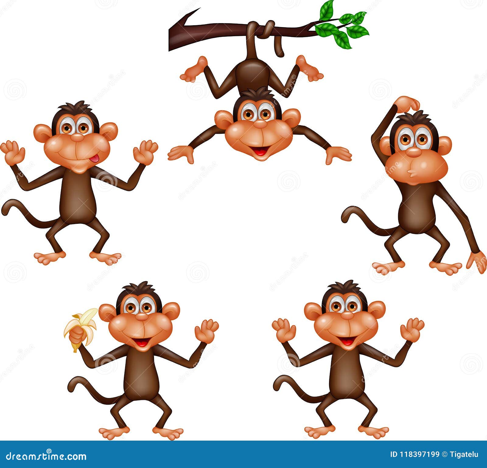 Monkey Collection Vector Silhouette Illustration Isolated On White ...