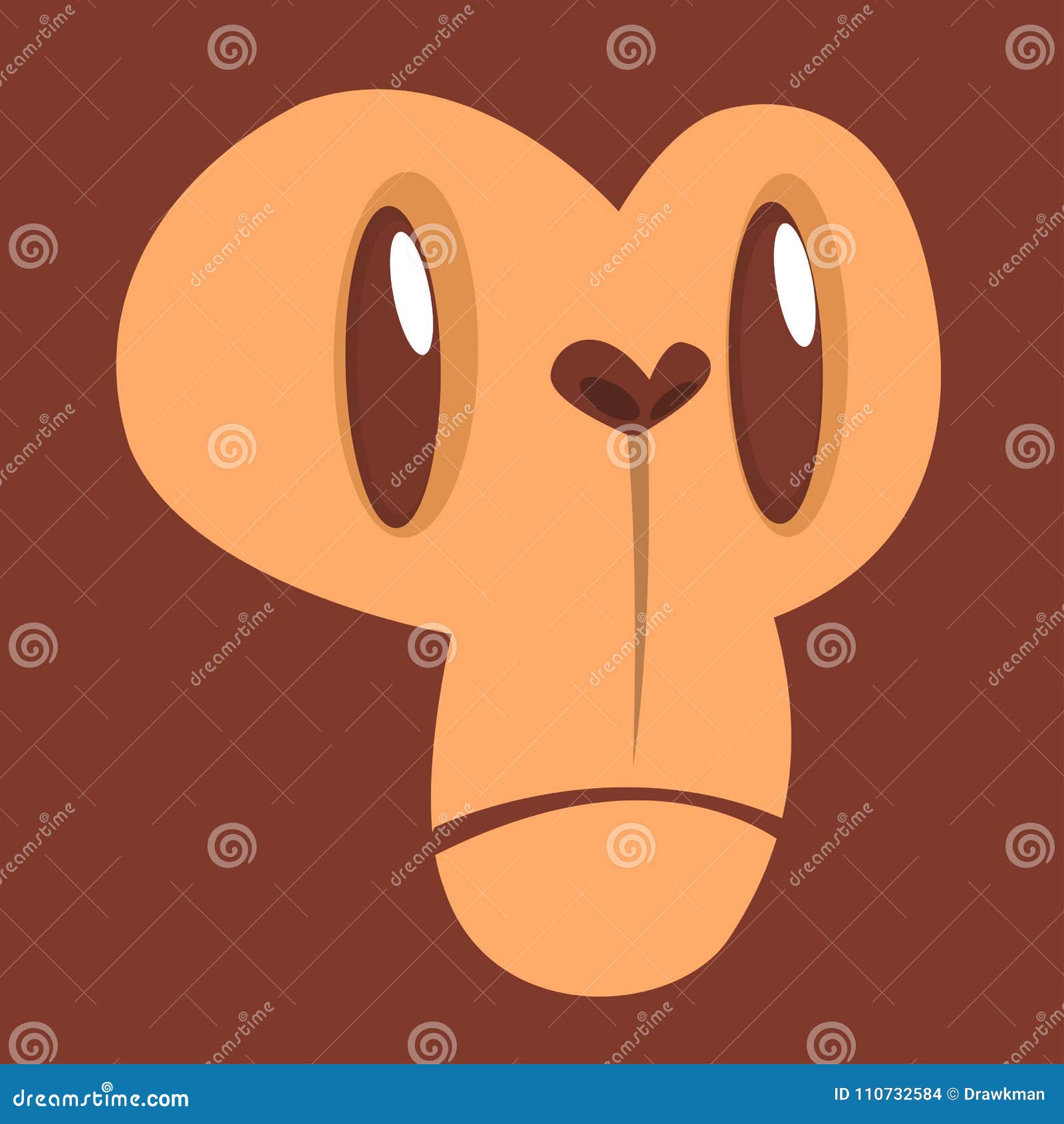 Cartoon Monkey Face Avatar. Vector Illustration of Smiling Monkey ...