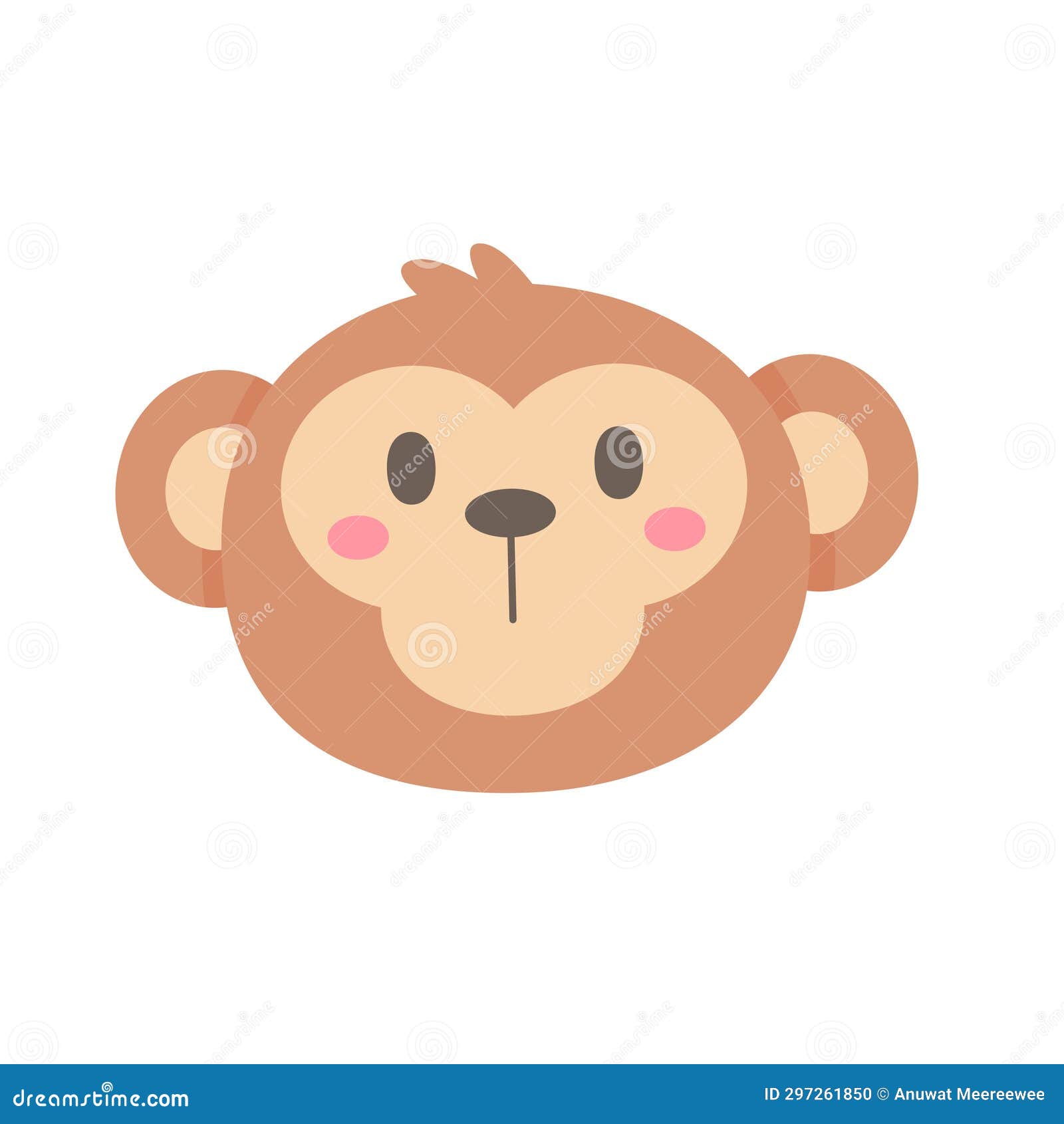 Cartoon Monkey Face Cute Pets for Kids Stock Illustration ...
