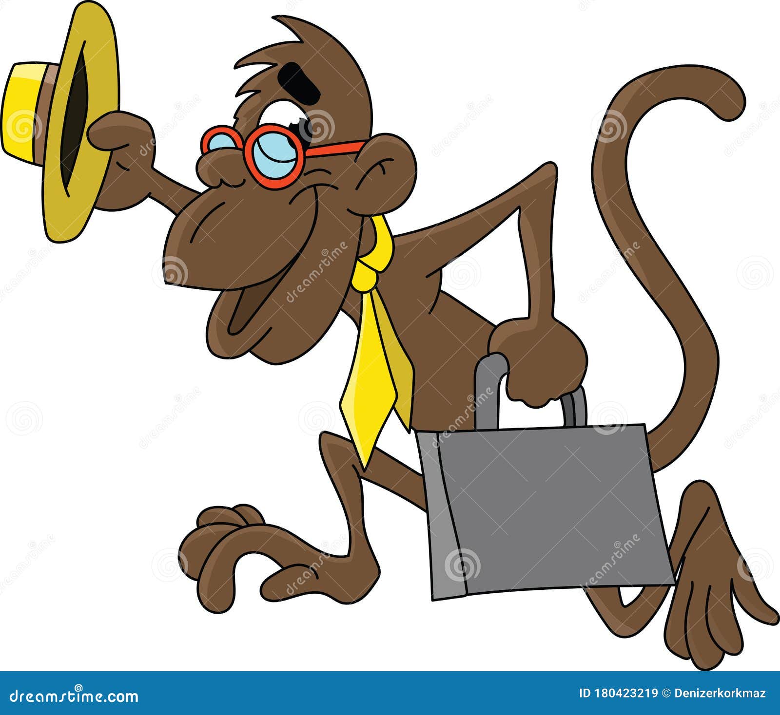 Cartoon Monkey Going To Work Vector Illustration Stock Vector ...