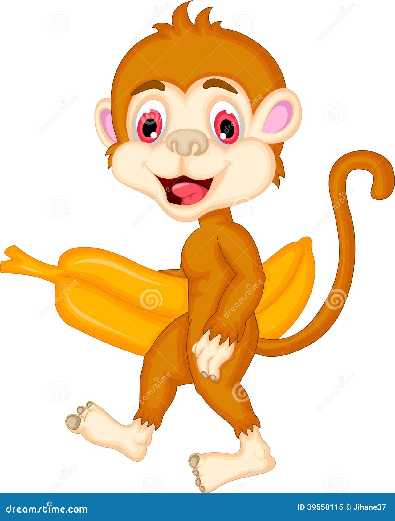 Cartoon Monkey Holding Banana Stock Illustration - Image: 39550115
