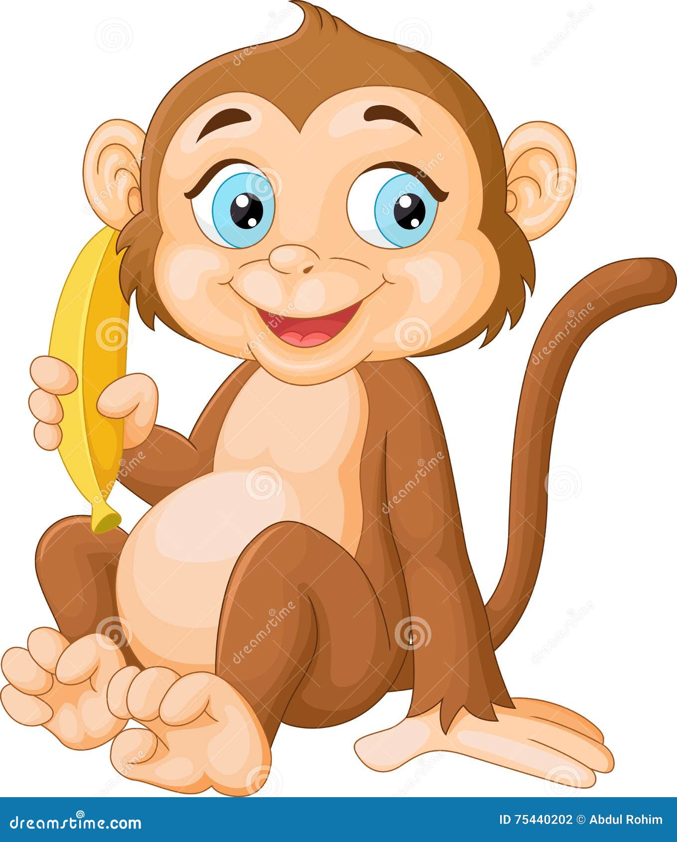 Cartoon Monkey Holding Banana Stock Vector - Illustration of fruit ...