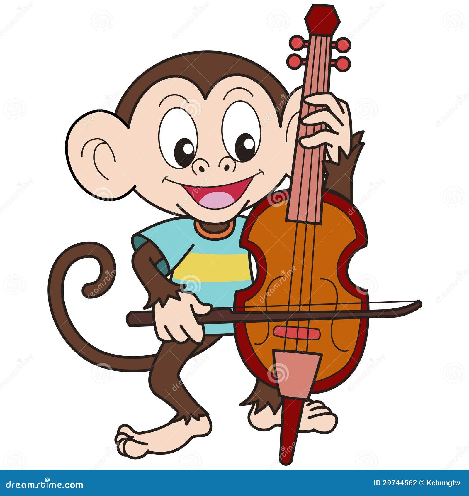 Cartoon Monkey Playing a Cello Stock Vector - Illustration of happiness ...