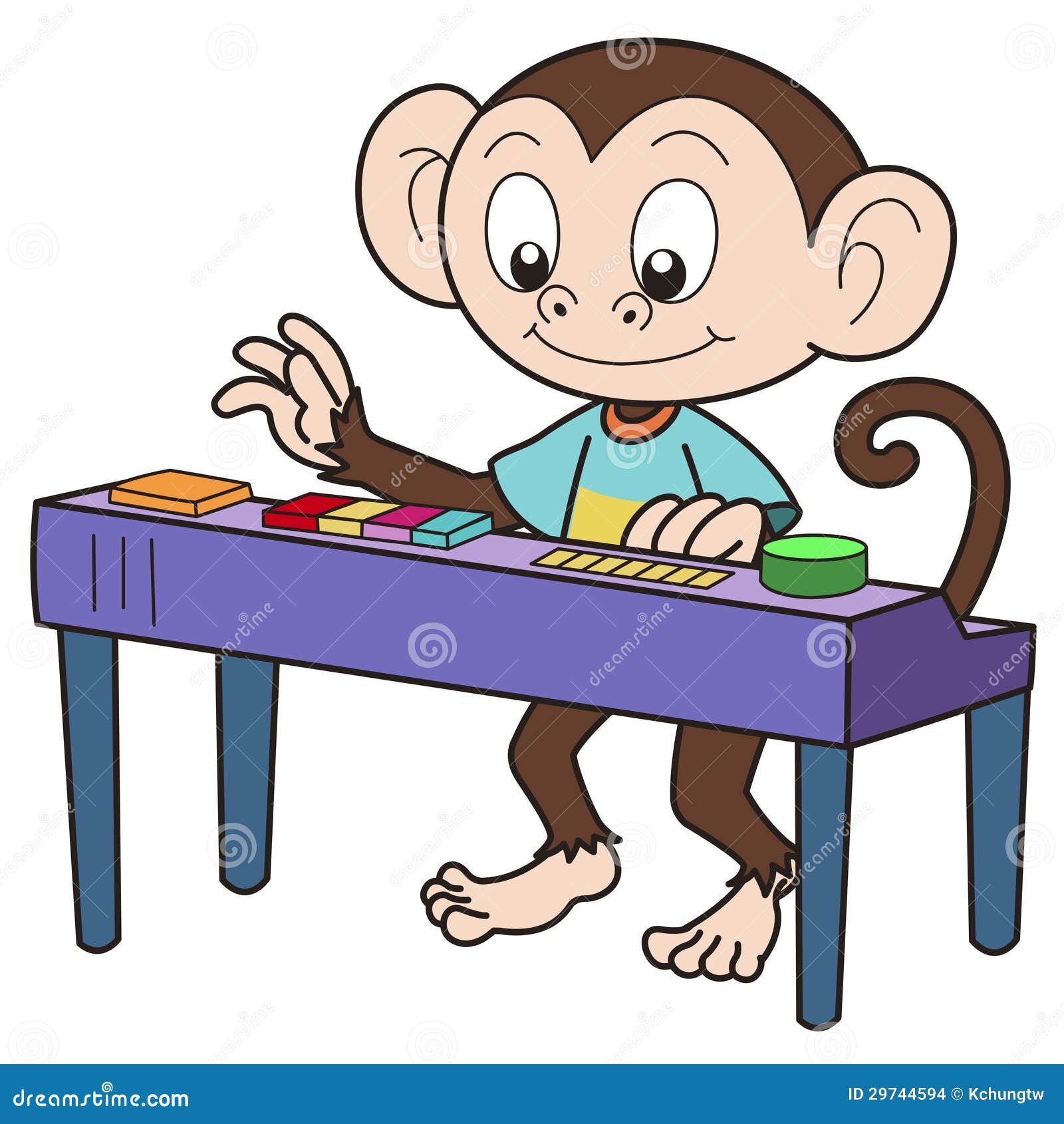 Cartoon Monkey Playing an Electronic Organ Stock Vector - Illustration ...