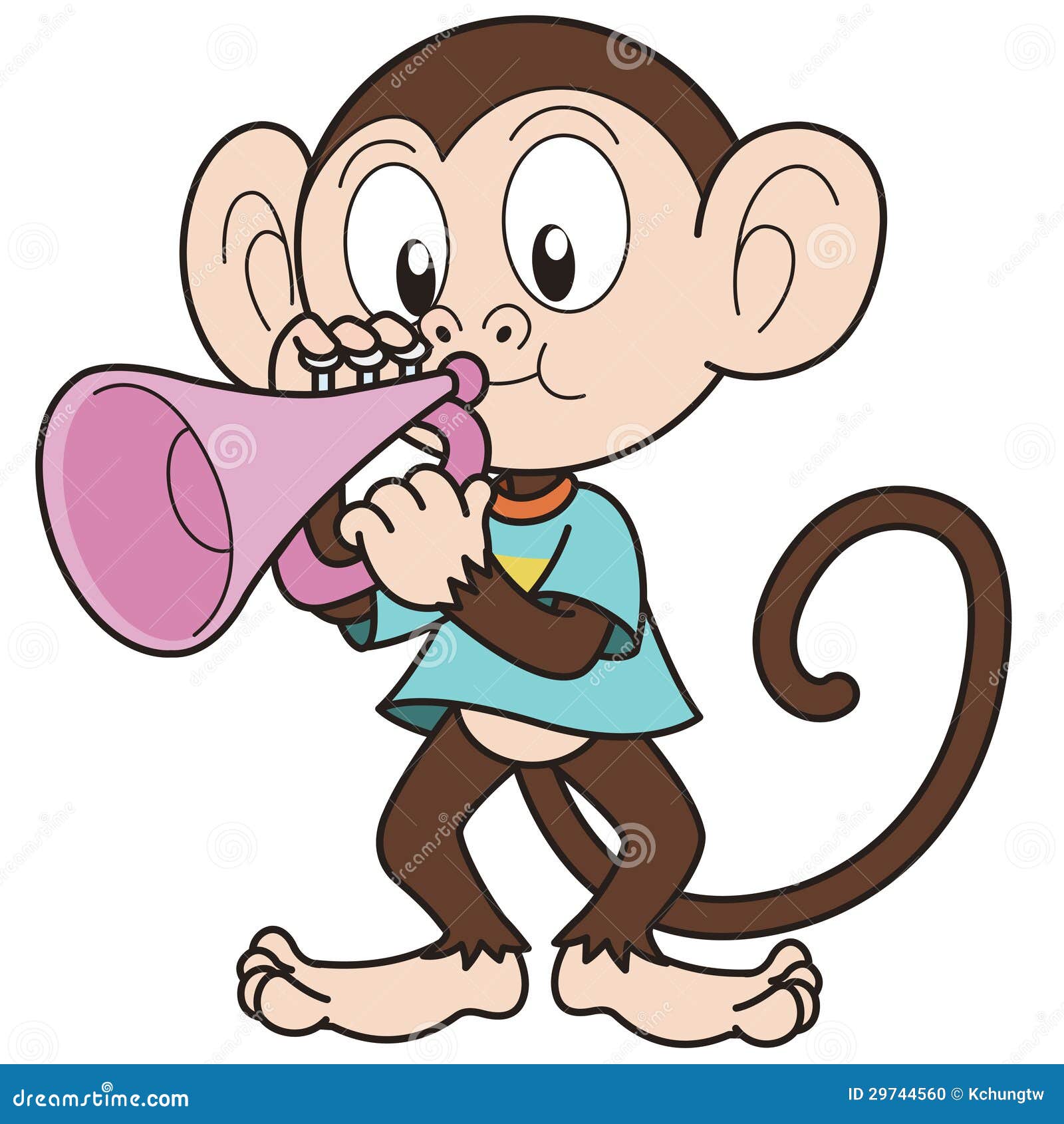 Cartoon Monkey Playing a Trumpet Stock Vector - Illustration of musical ...