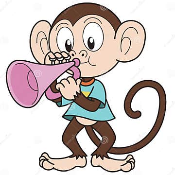 Cartoon Monkey Playing a Trumpet Stock Vector - Illustration of musical ...