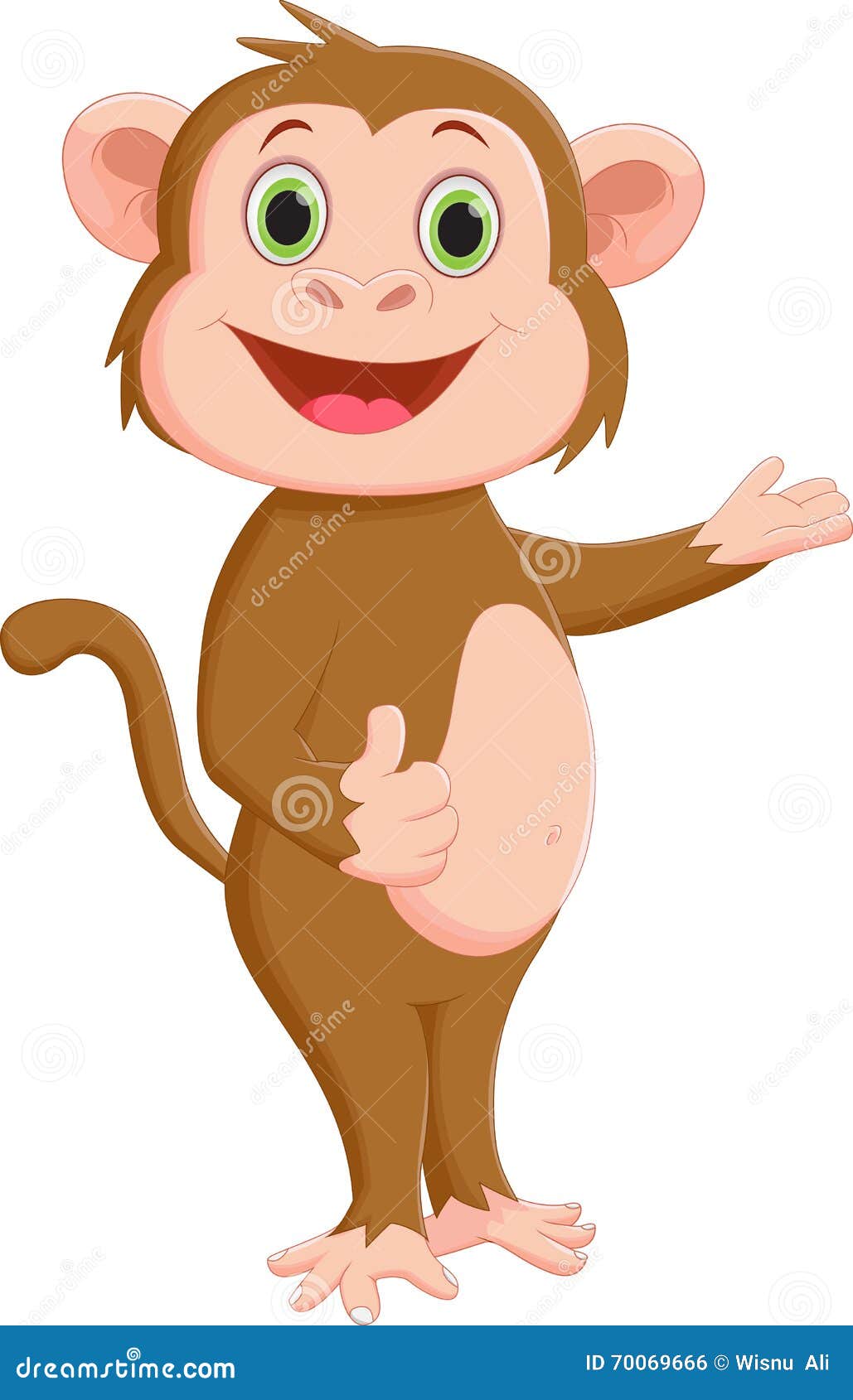 Monkey With Thumb Cartoon Vector Illustration | CartoonDealer.com #58957736