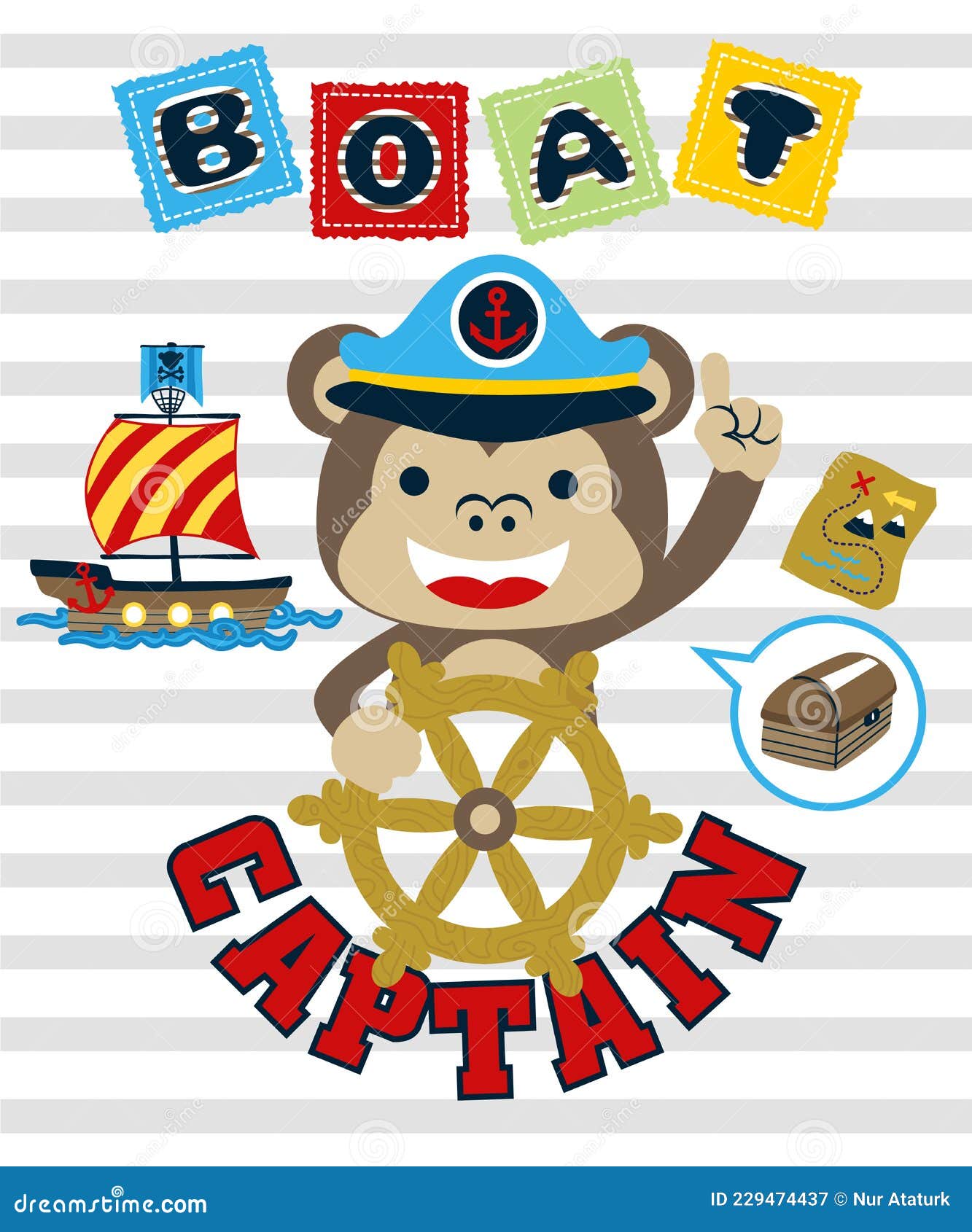 Cartoon of Monkey with Sailing Equipment Stock Vector - Illustration of ...