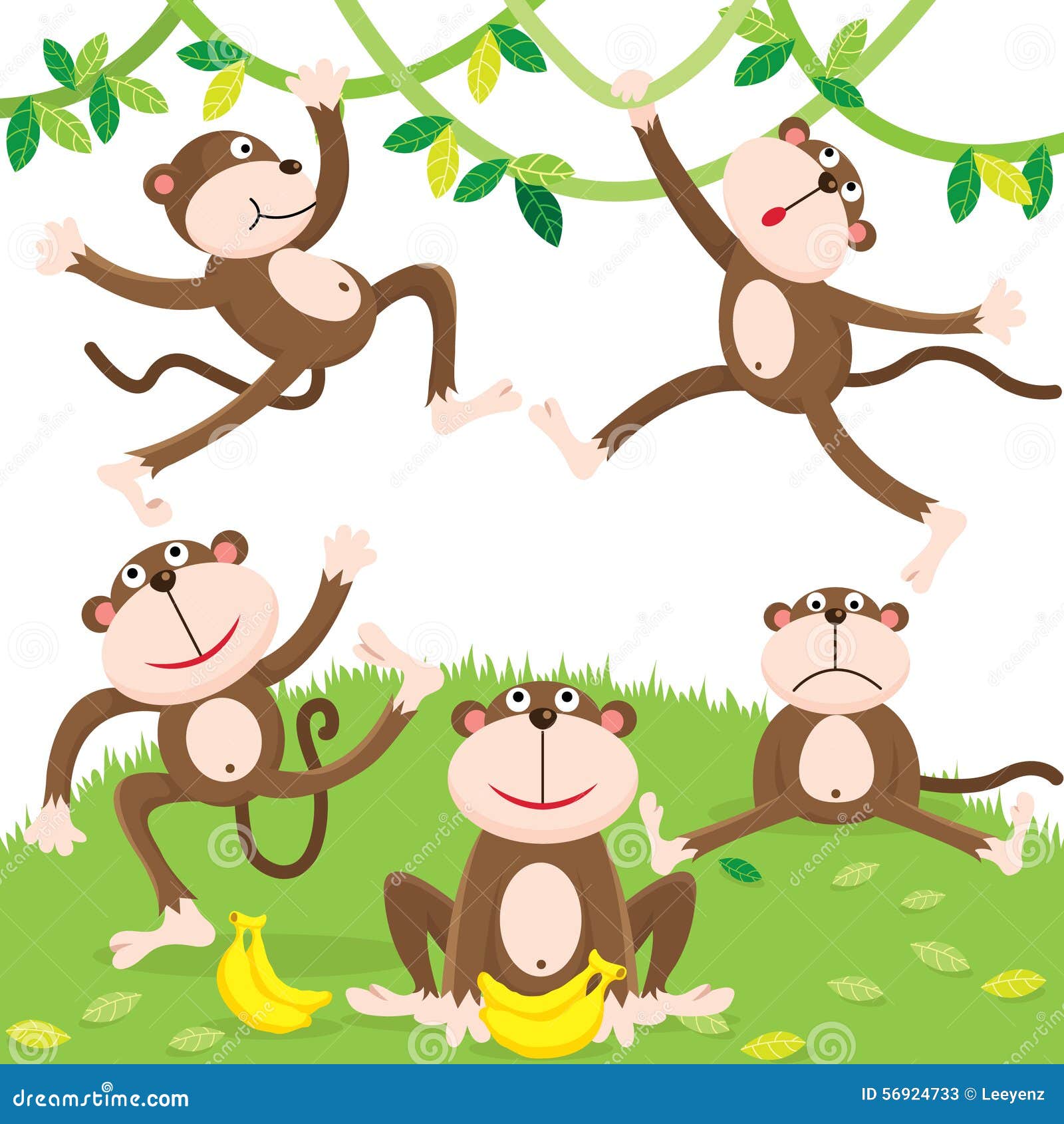 Cartoon monkey set stock vector. Illustration of hanging - 56924733
