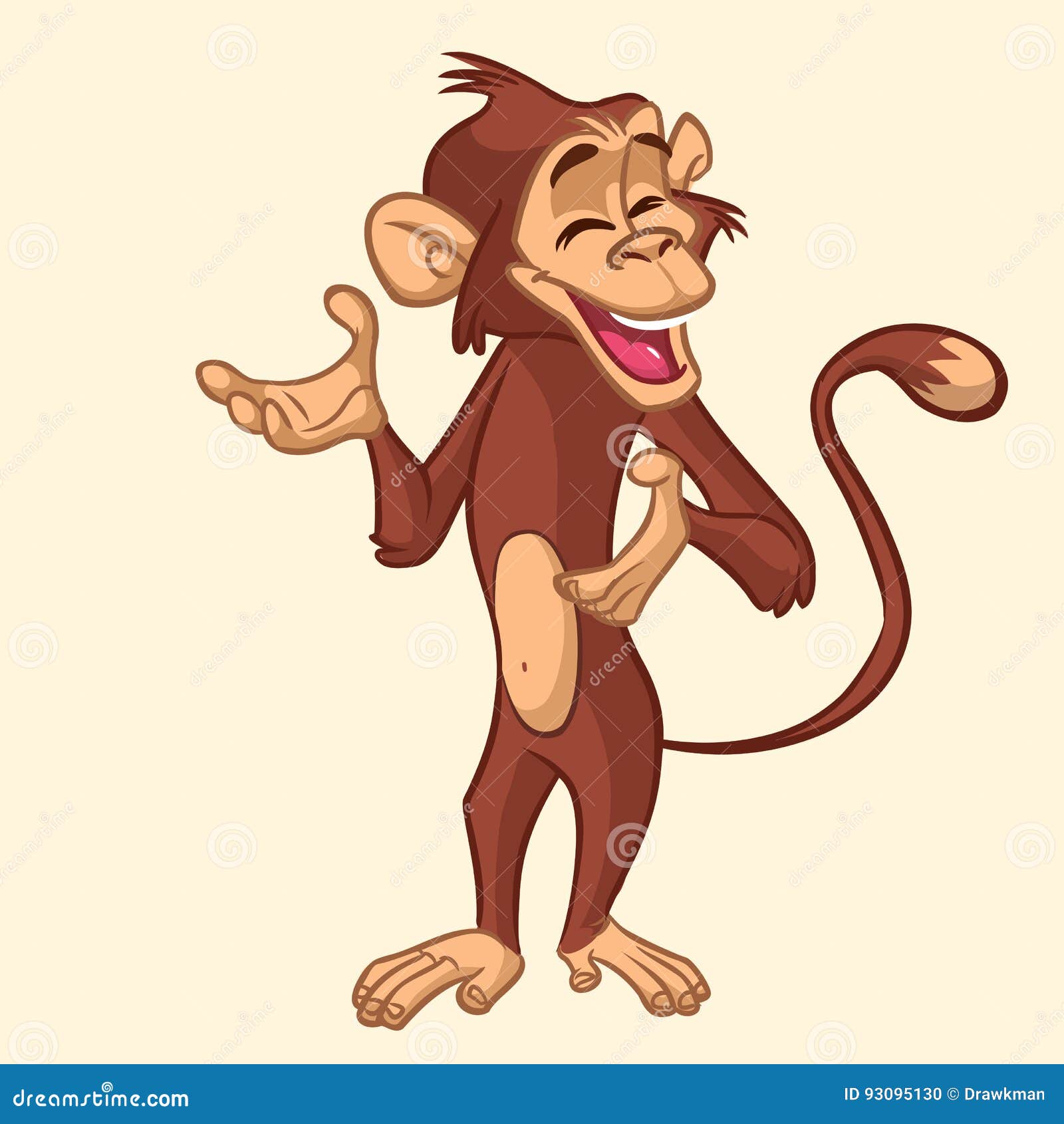 Cartoon Monkey Smiling. Vector Illustration. Stock Vector - Illustration of cute, drawing: 93095130