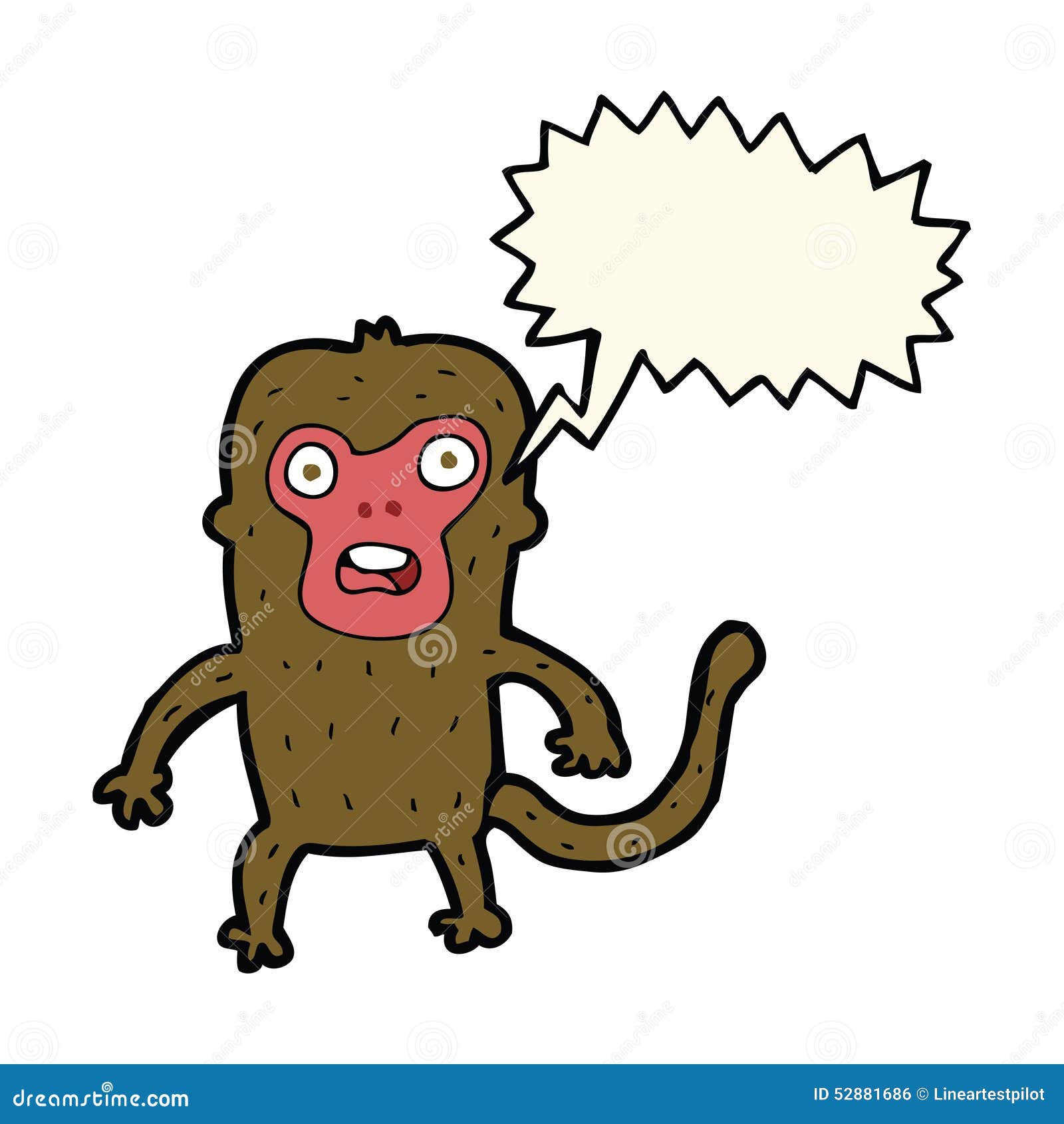 Cartoon Monkey with Speech Bubble Stock Illustration - Illustration of hand, silly: 52881686