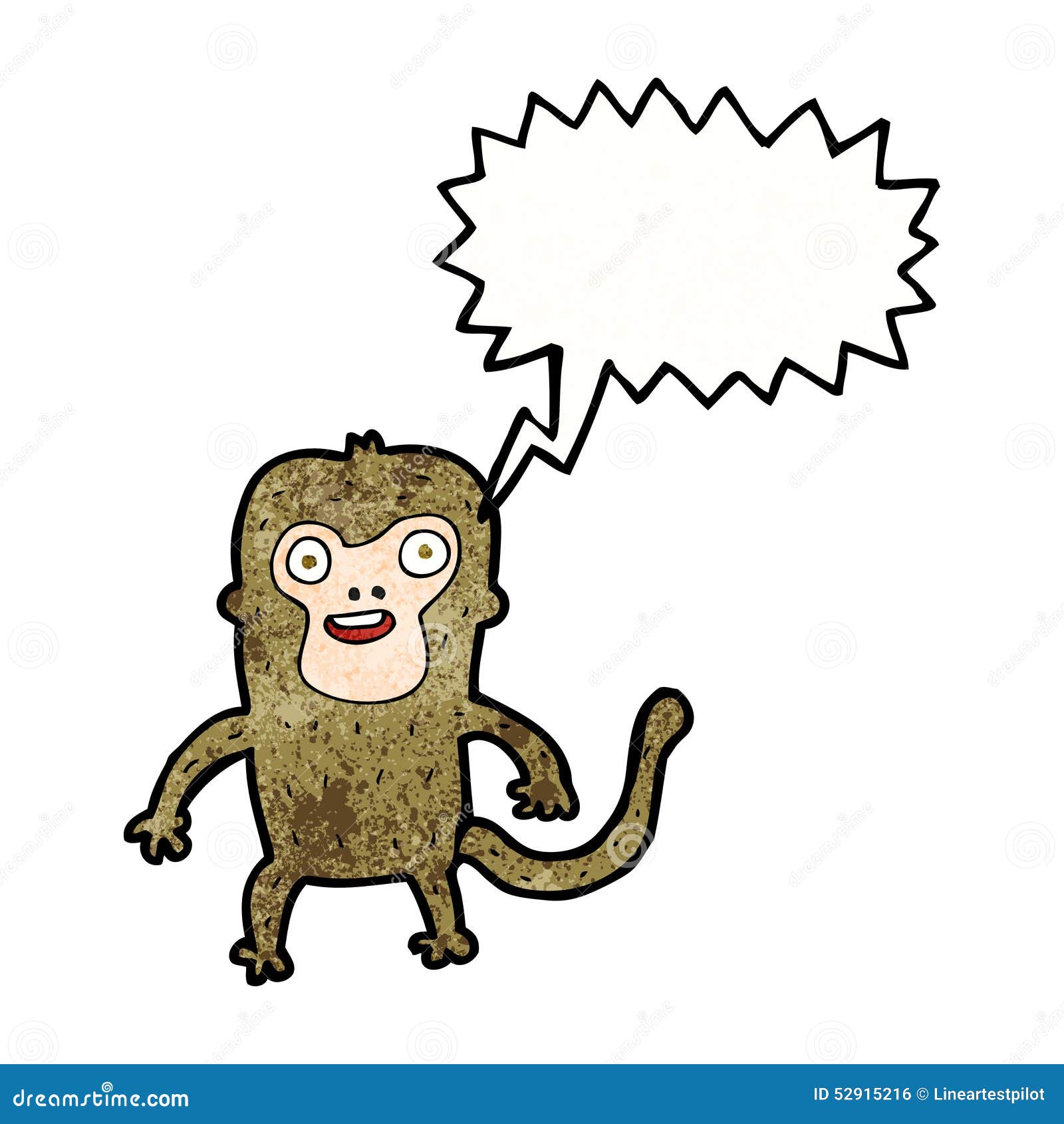 Cartoon Monkey with Speech Bubble Stock Illustration - Illustration of retro, talking: 52915216