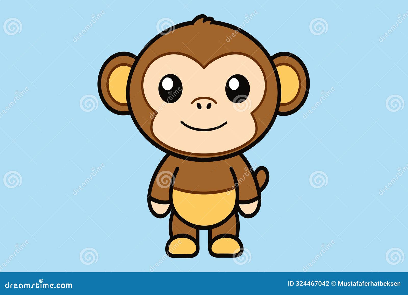 A Cartoon Monkey is Standing on a Blue Background Stock Vector ...