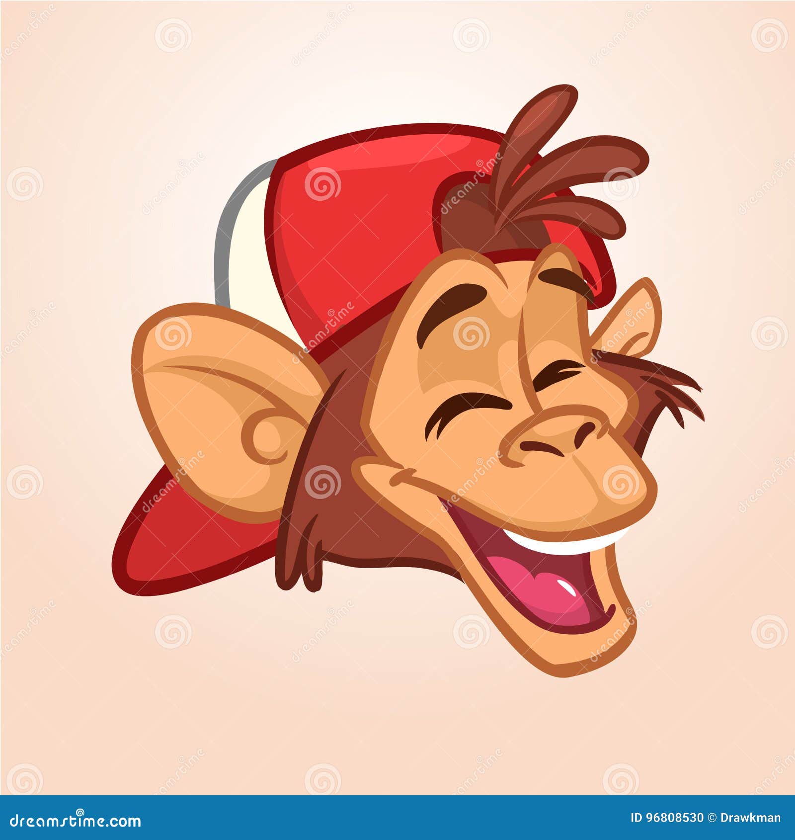 Cartoon Monkey. Vector Happy Monkey Head Icon. Illustration Isolated ...