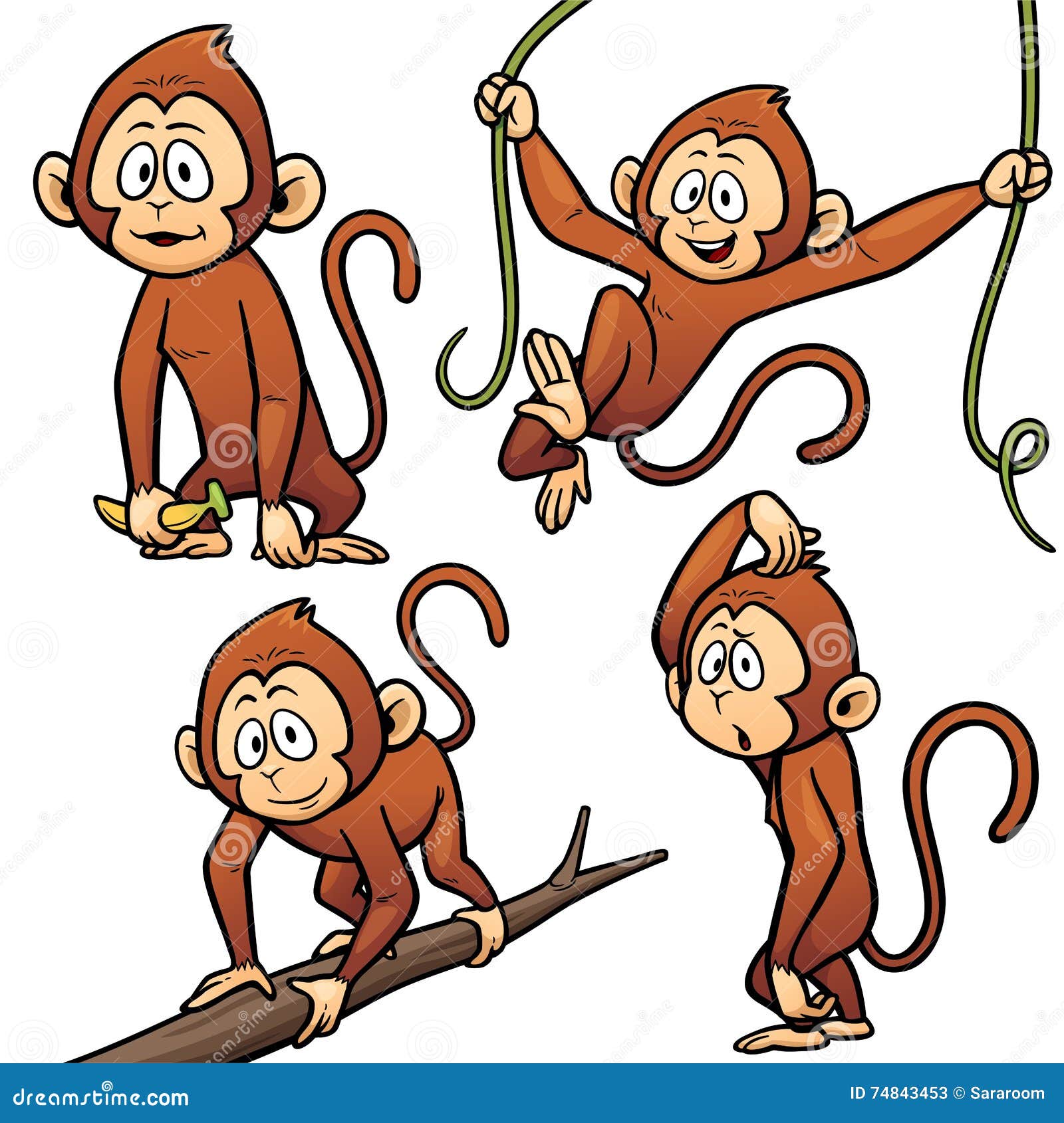 Cartoon Monkey stock vector. Illustration of chimpanzee - 74843453
