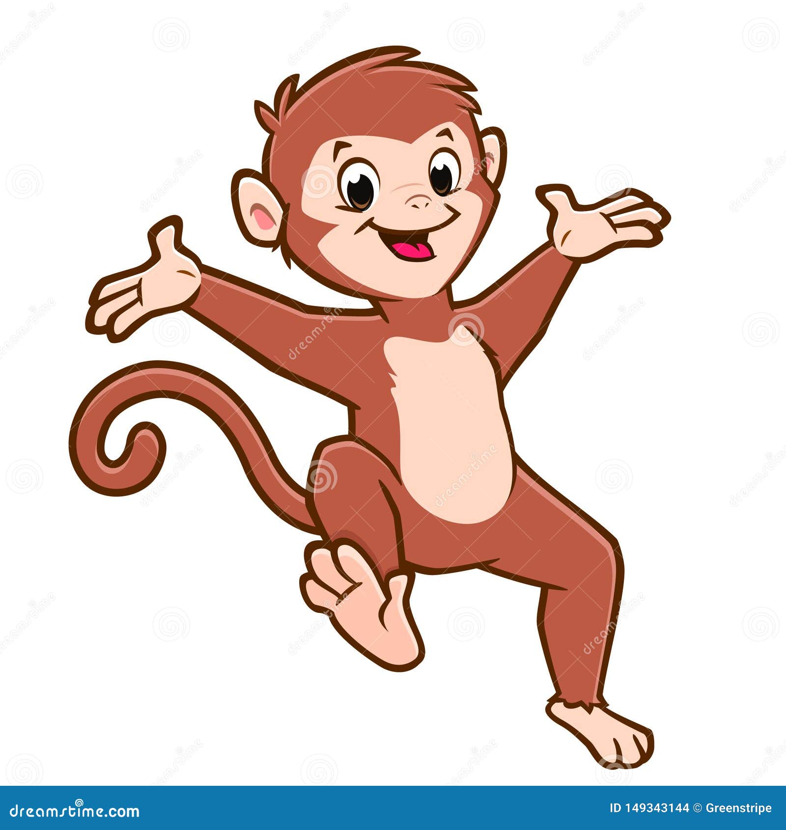 Cartoon Happy Monkey Jumping Stock Vector - Illustration of animal ...