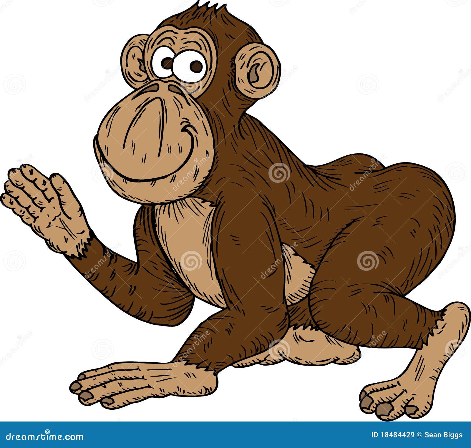 Cartoon monkey waving stock illustration. Illustration of isolated ...