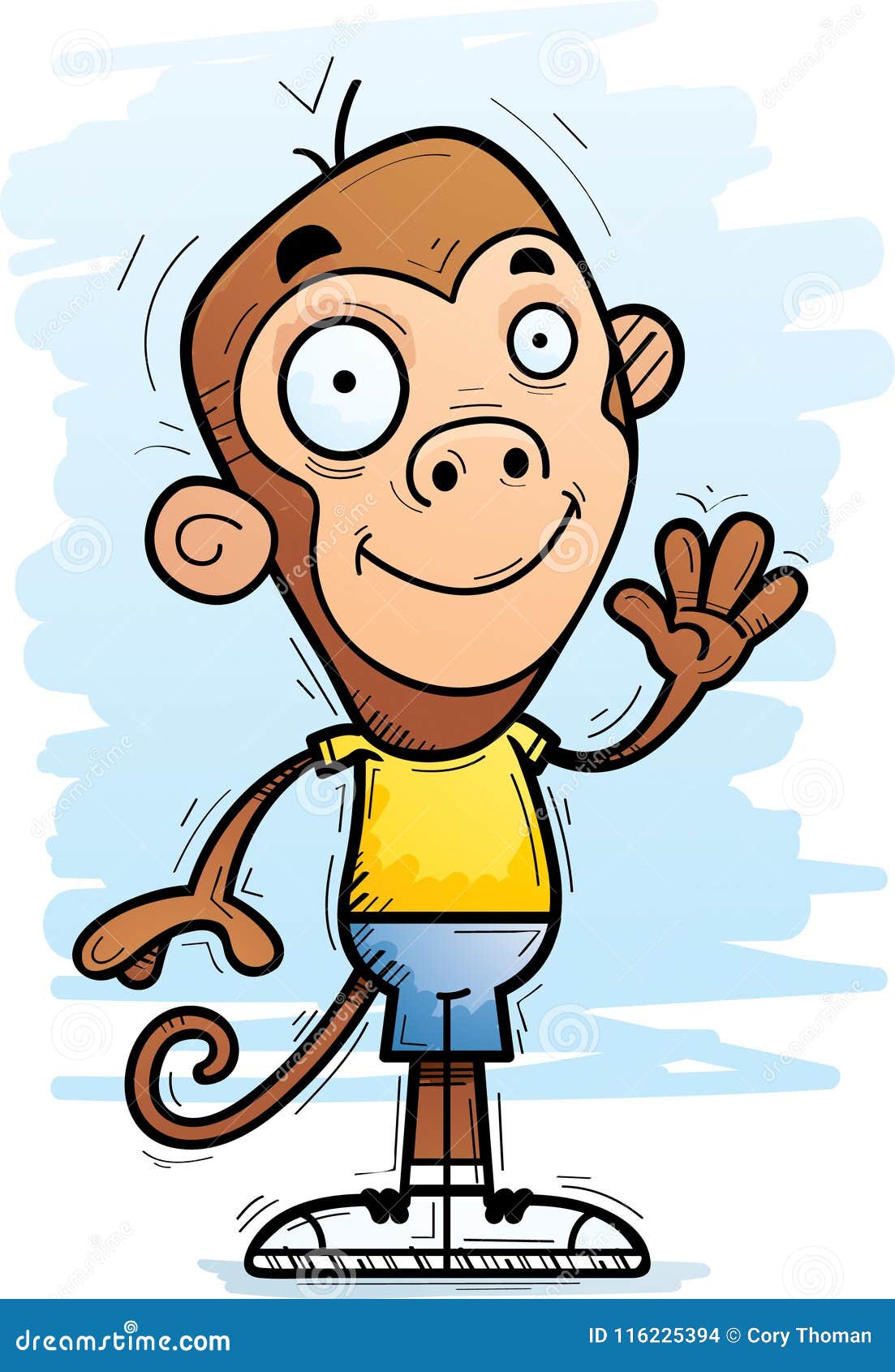 Cartoon Monkey Waving stock vector. Illustration of happy - 116225394
