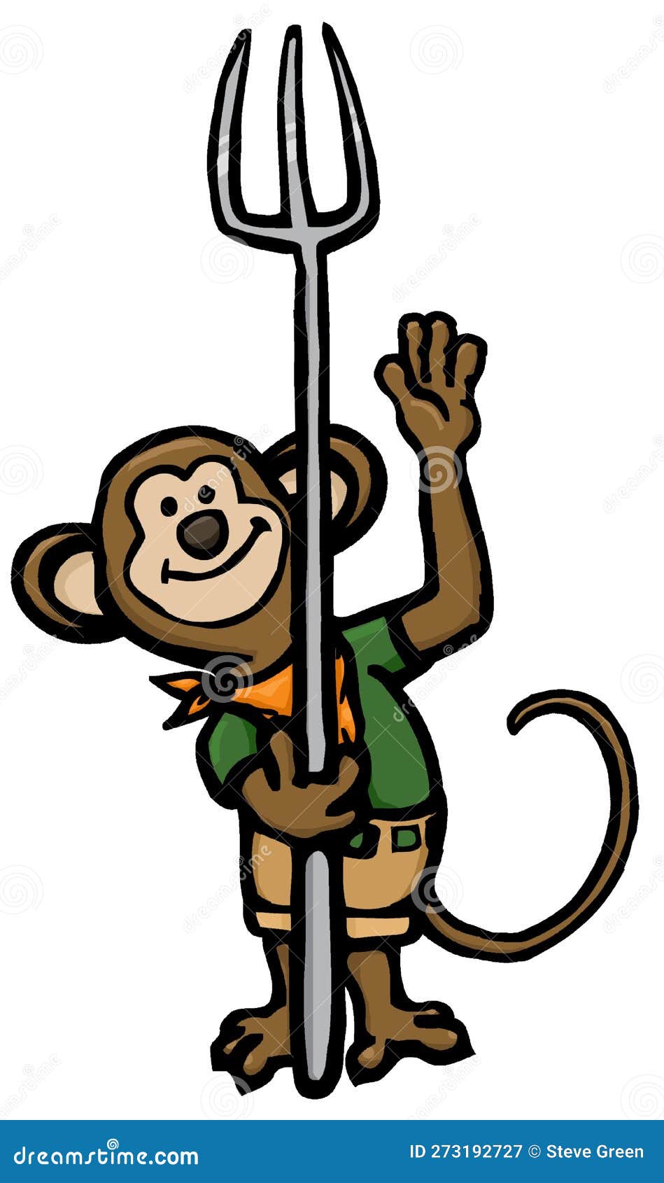 Cartoon Monkey Zookeeper Holding a Pitch Fork Stock Vector ...