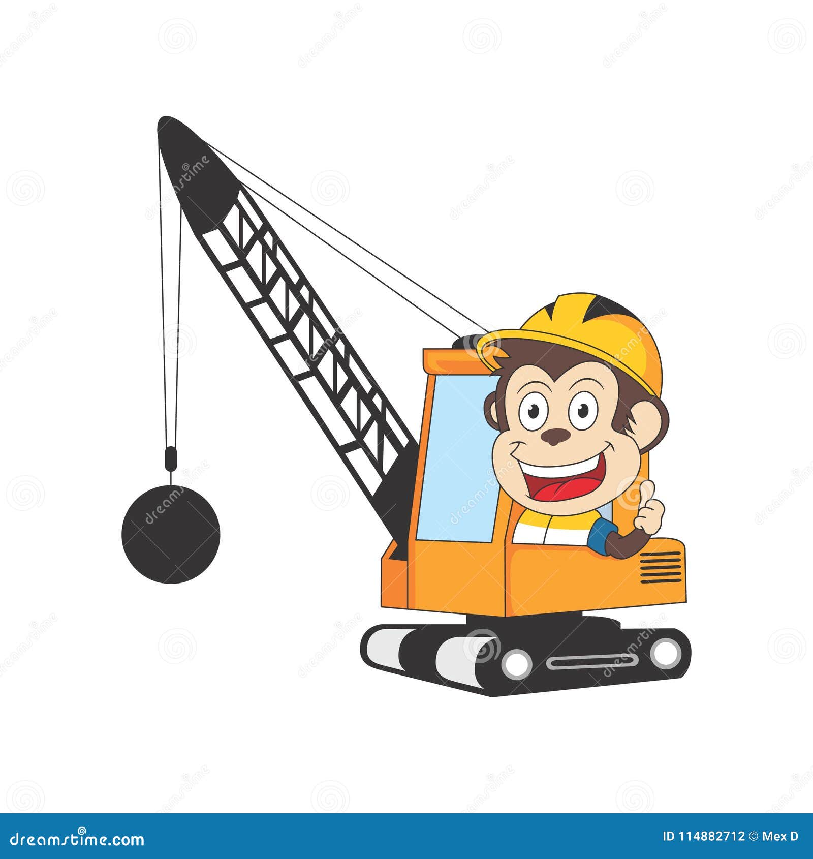 Construction Monkey With Safety Helmet, Hammer And Nails Cartoon Vector ...