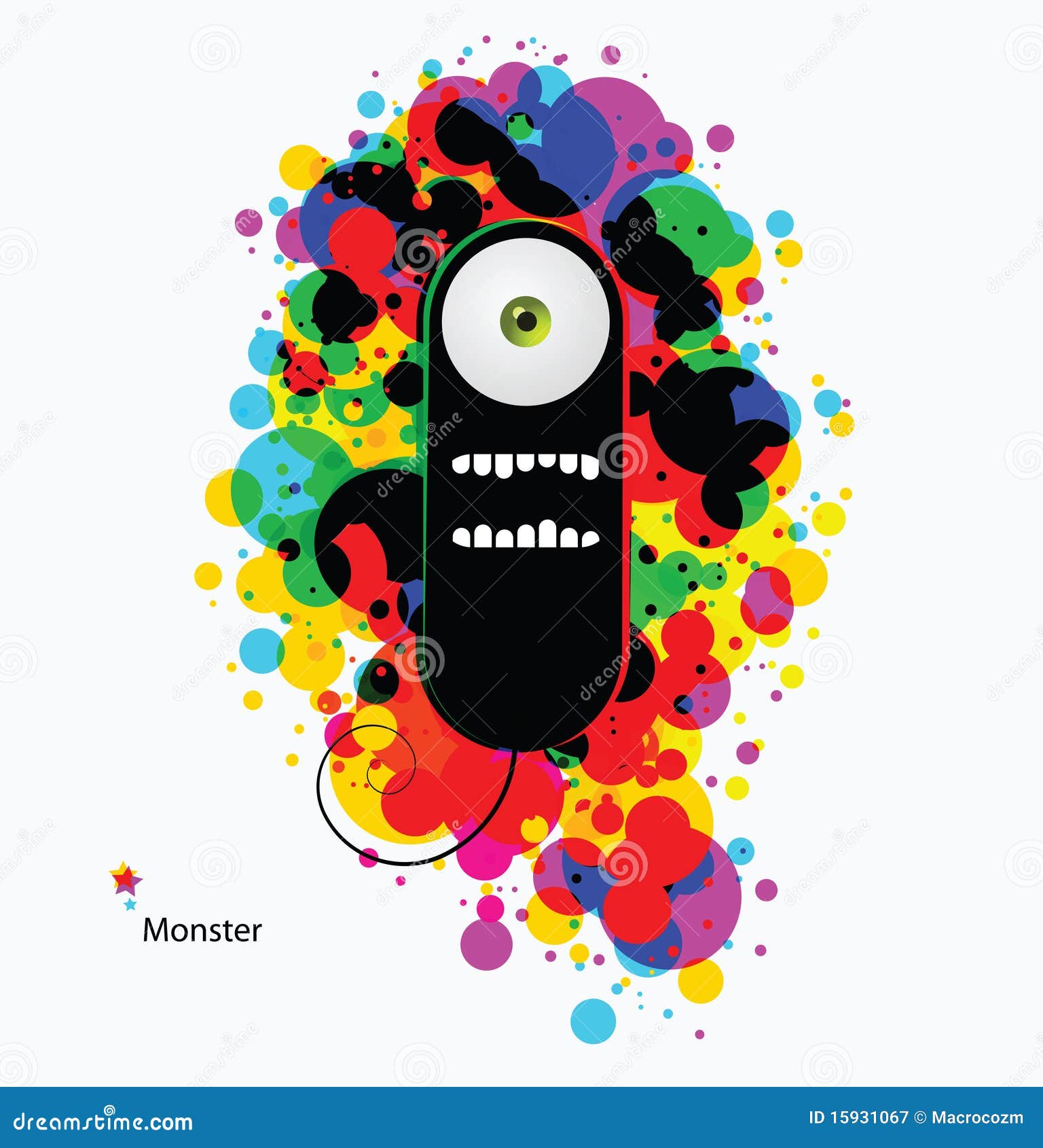Cartoon Monster On Abstract Asid Color Background Stock Vector Illustration Of Background
