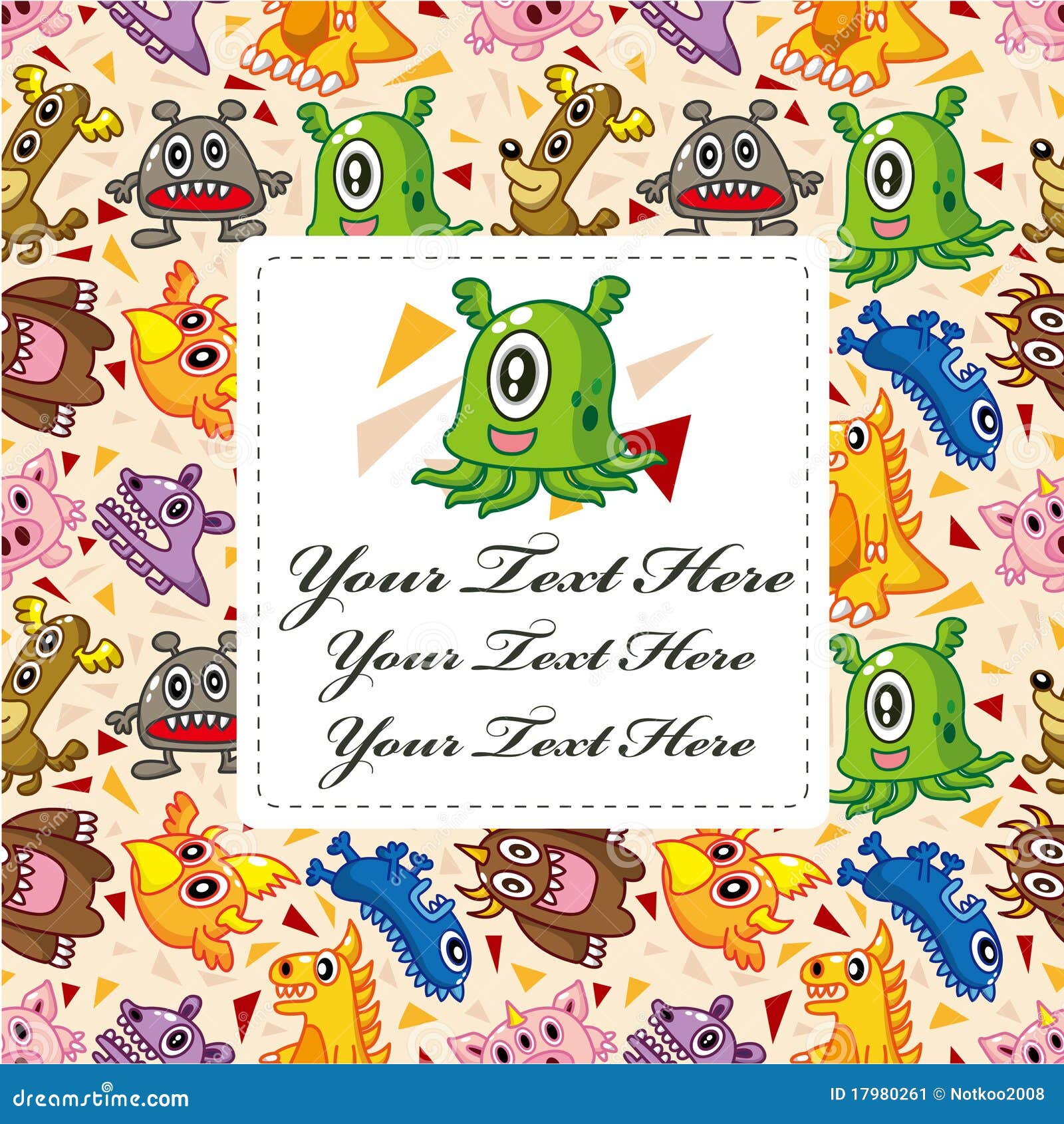 Cartoon monster card stock vector. Illustration of creature - 17980261