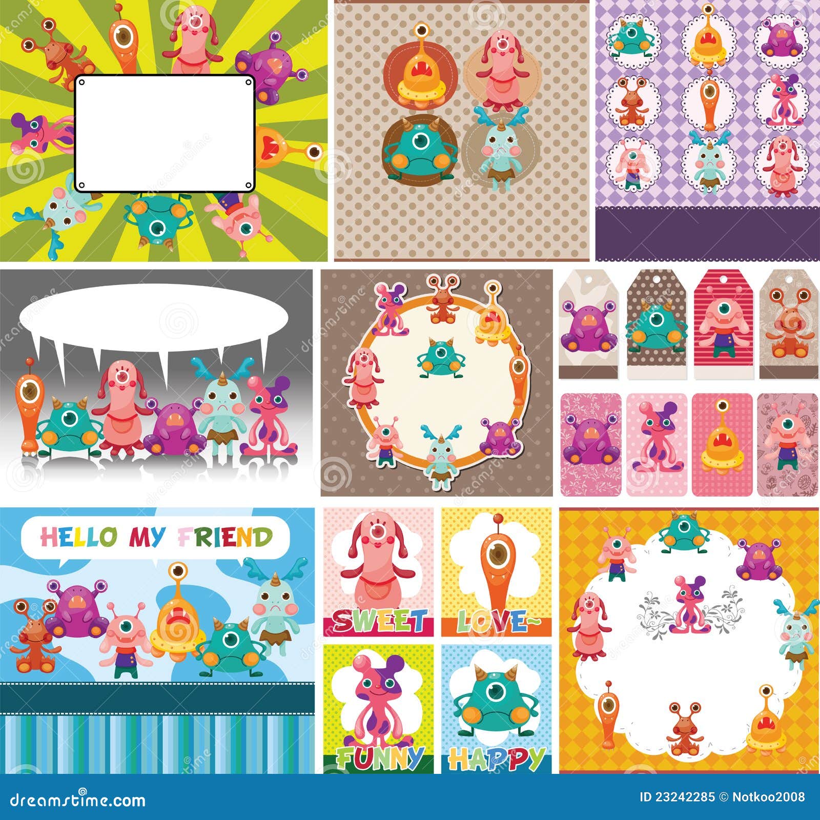 Cartoon monster card stock vector. Illustration of birthday - 23242285