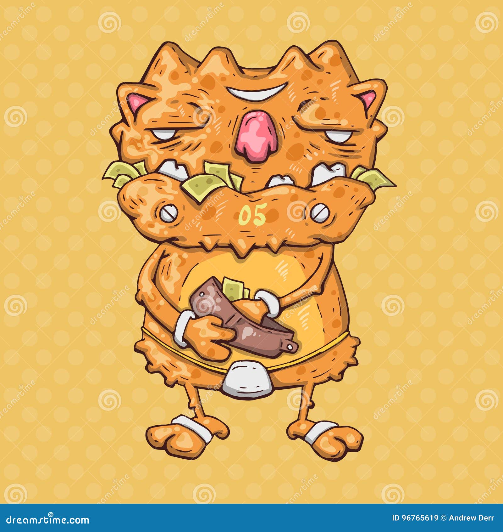 Cartoon Monster Eats Money from Purse Stock Vector - Illustration of ...