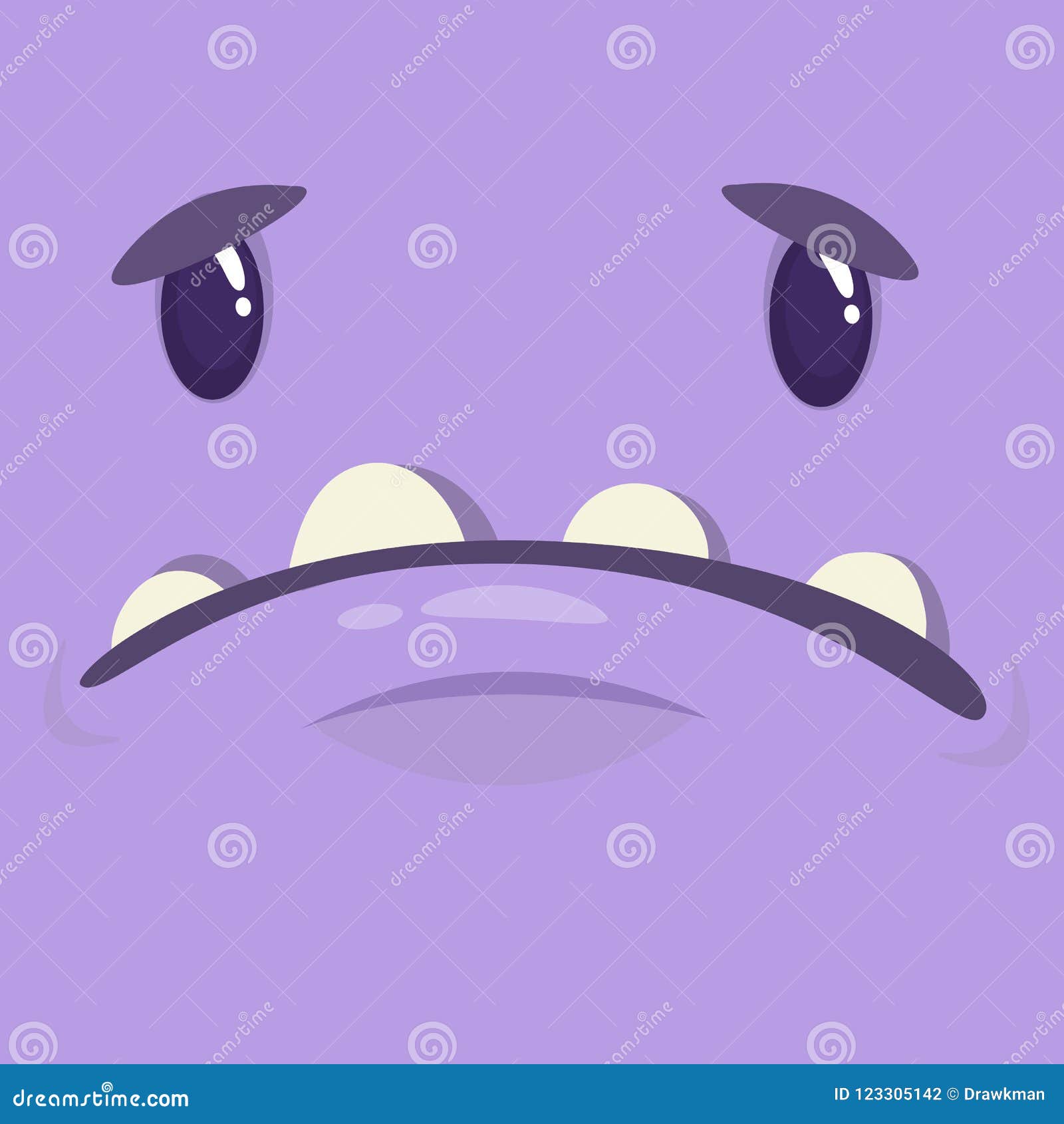 Cartoon Monster Face. Vector Halloween Blue Monster Avatar. Stock ...