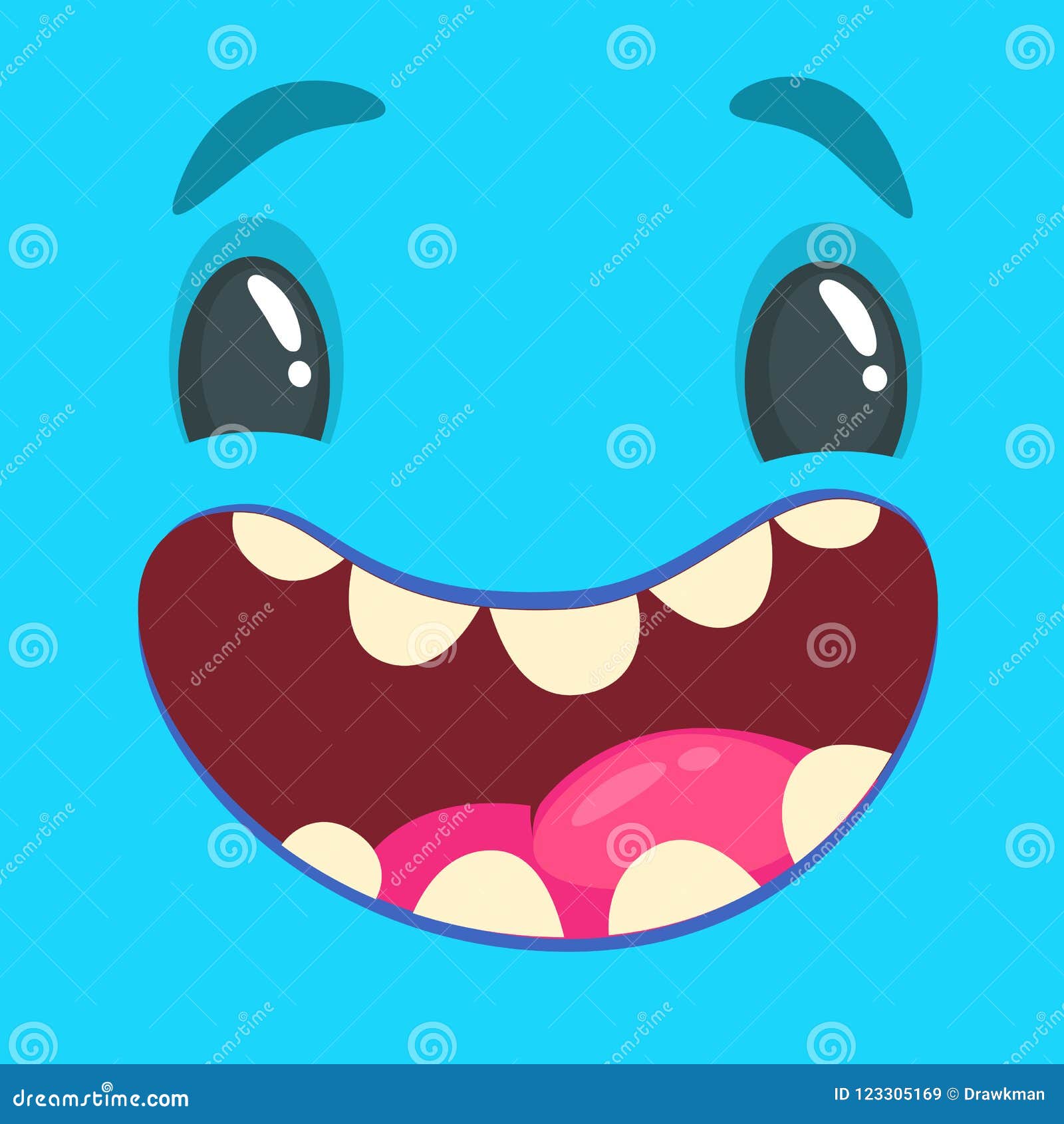 Blue Smiling Rabbit Emoticon Head, Doodle Icon Image Cartoon Vector ...