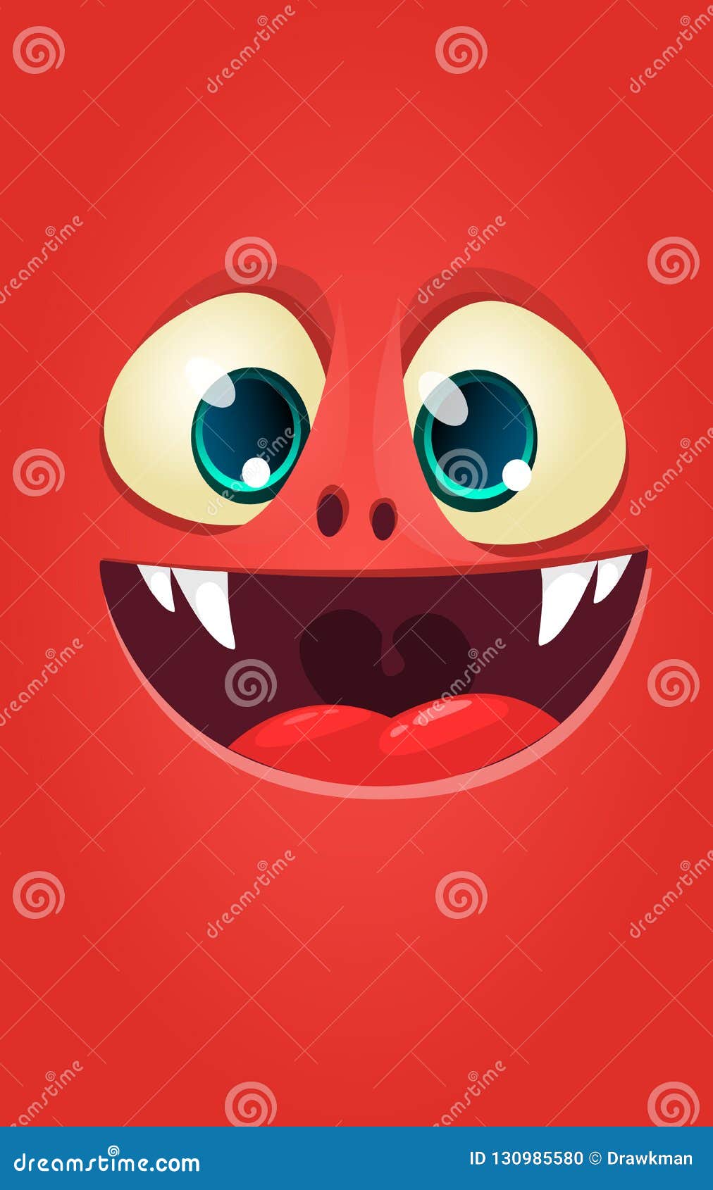 Cartoon Monster Face. Vector Halloween Shocked Monster Square Avatar ...