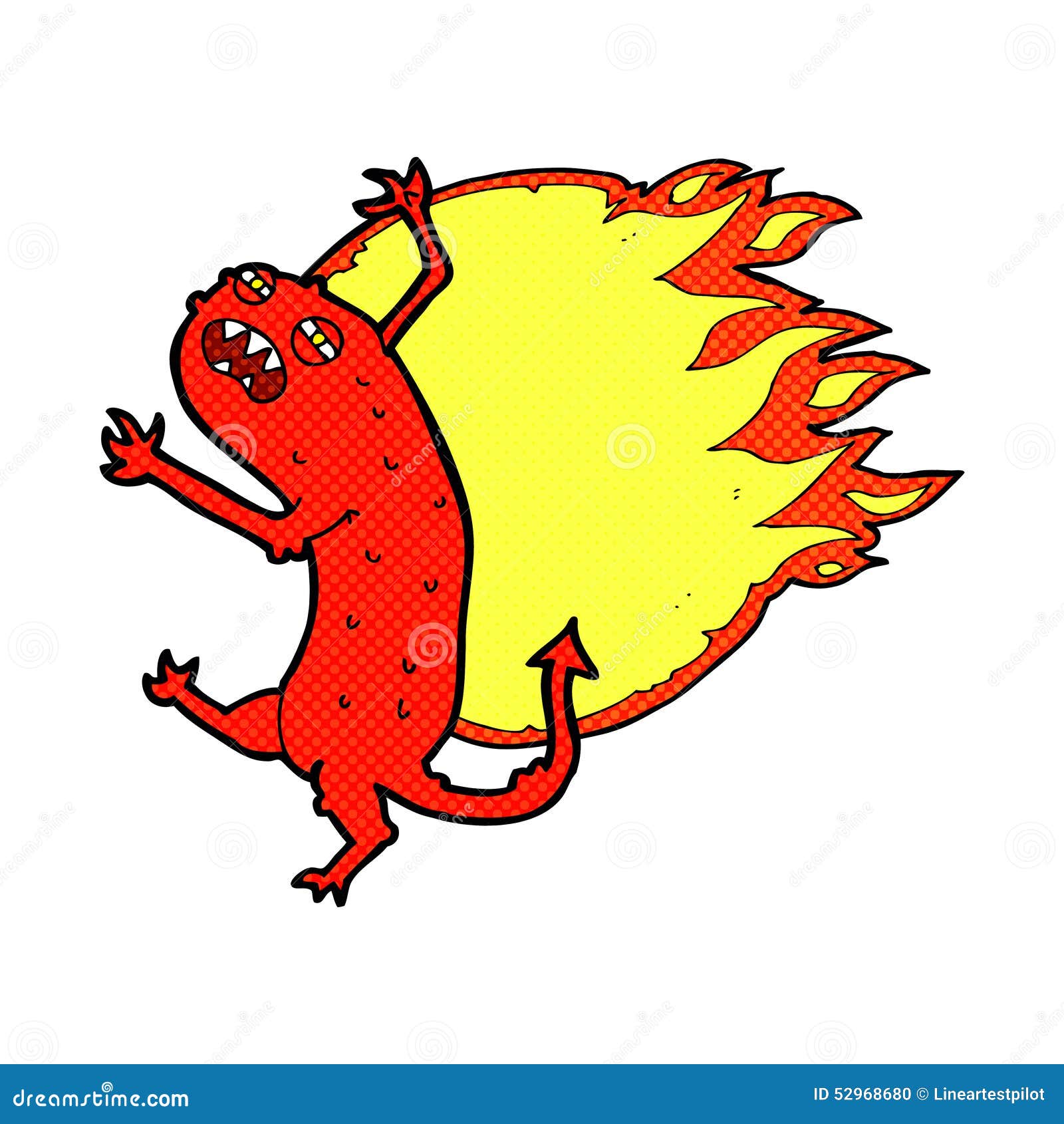 Cartoon monster on fire stock illustration. Illustration of retro ...