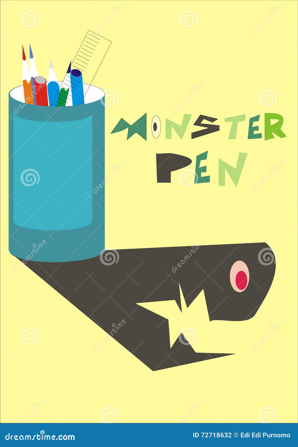 The cartoon monster pen stock illustration. Illustration of monster ...
