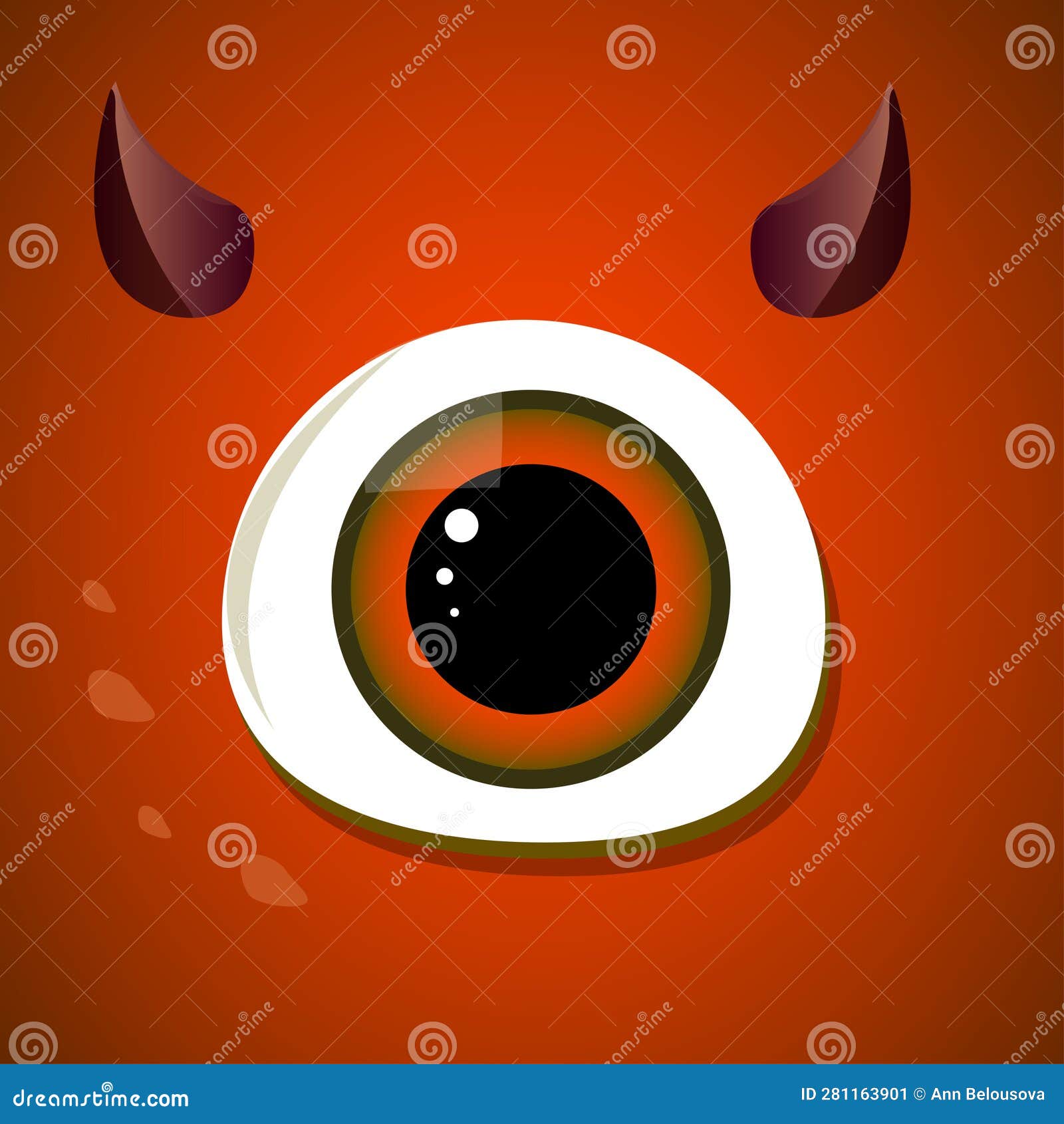 Cartoon Monster Red Devil Big Eye Stock Vector - Illustration of ...