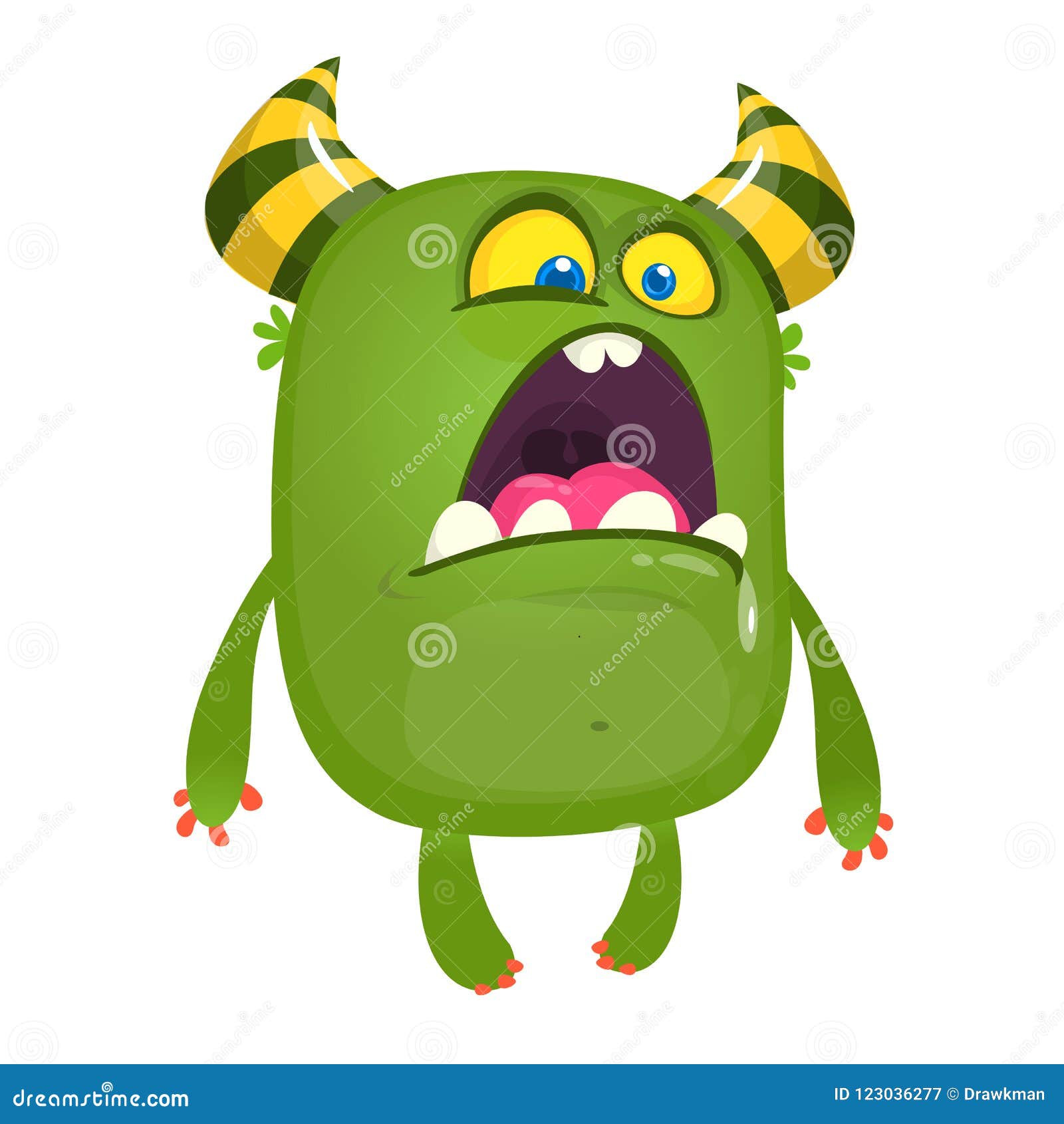 Cartoon Monster with Scary Expression Face. Vector Character. Stock ...