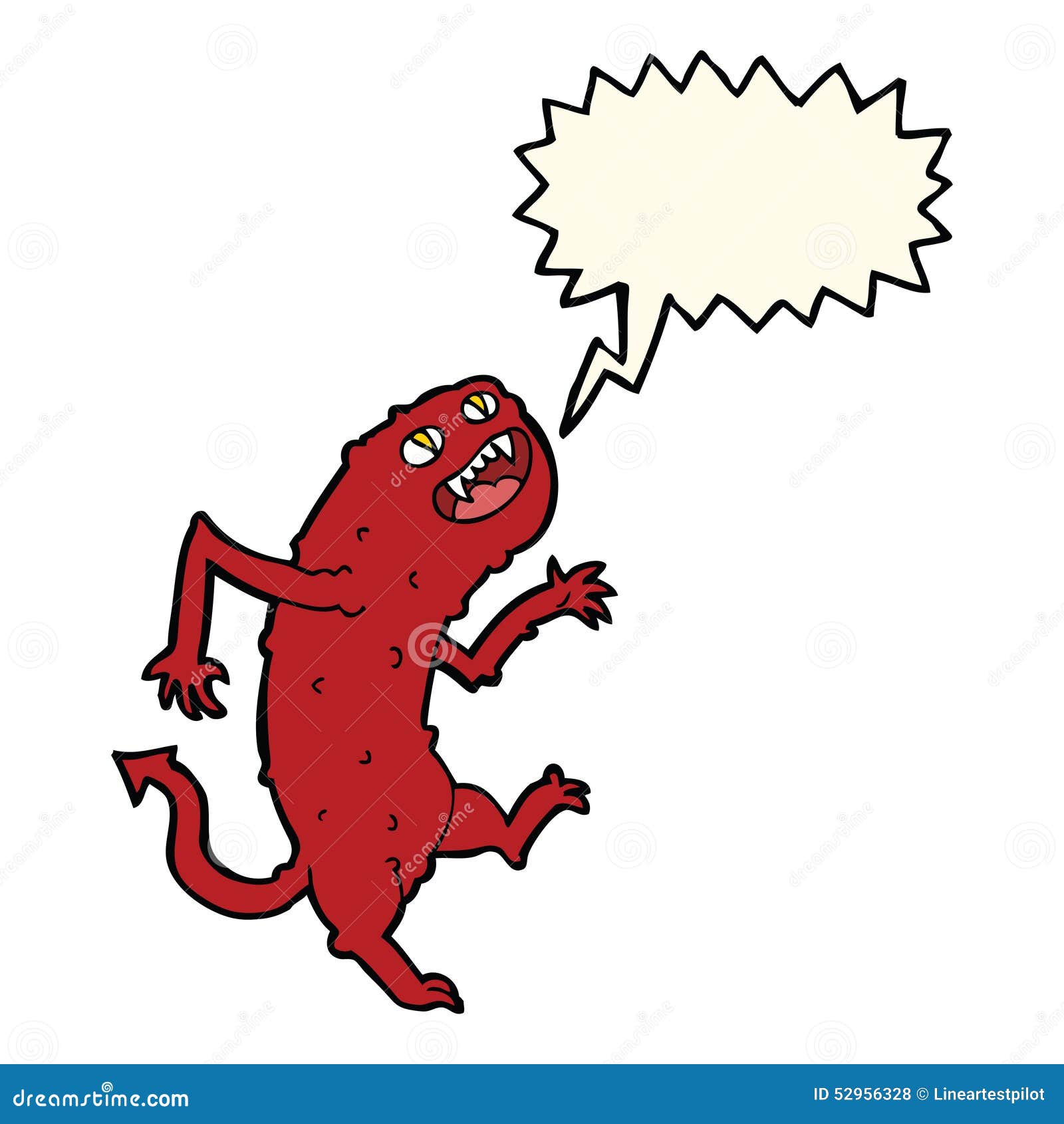 Cartoon Monster with Speech Bubble Stock Illustration - Illustration of ...