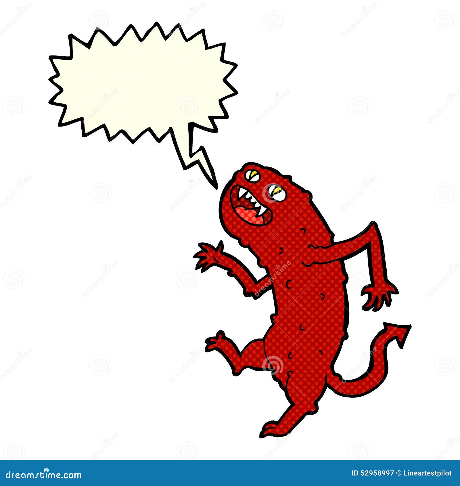 Cartoon Monster with Speech Bubble Stock Illustration - Illustration of ...