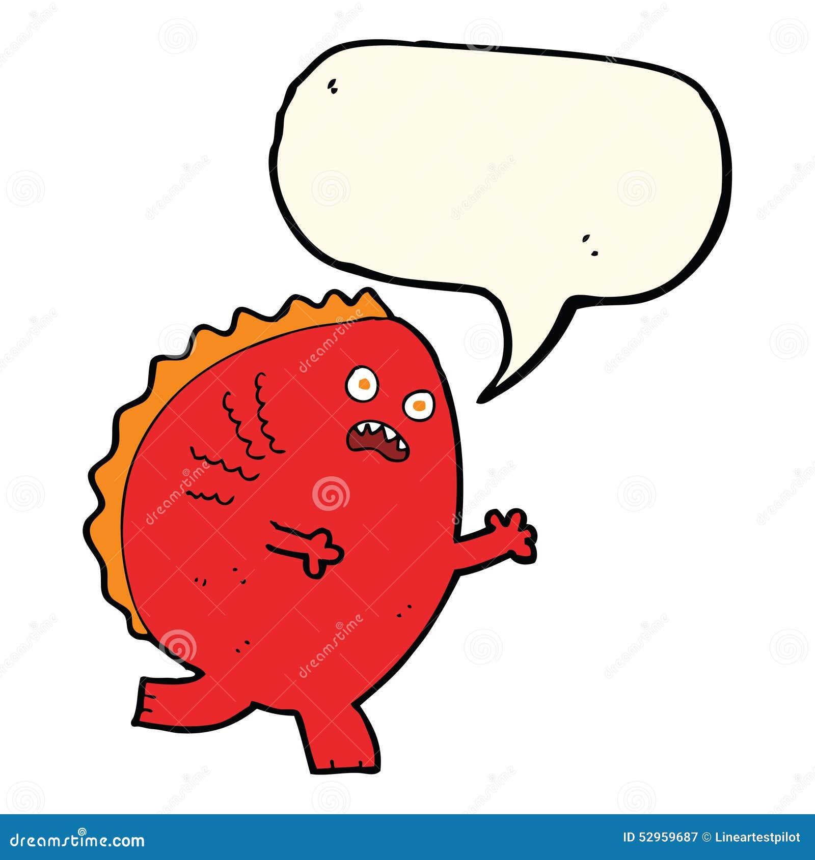 Cartoon Monster with Speech Bubble Stock Illustration - Illustration of ...