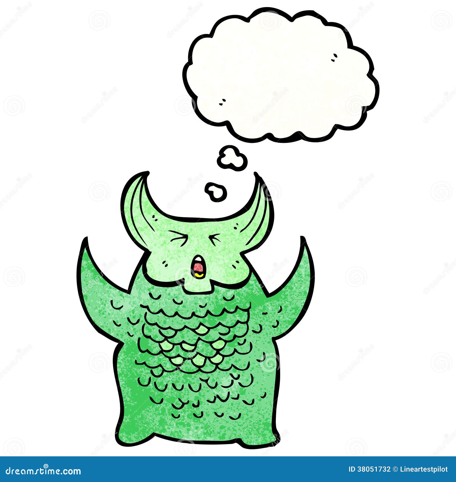 Cartoon Monster with Thought Bubble Stock Vector - Illustration of ...