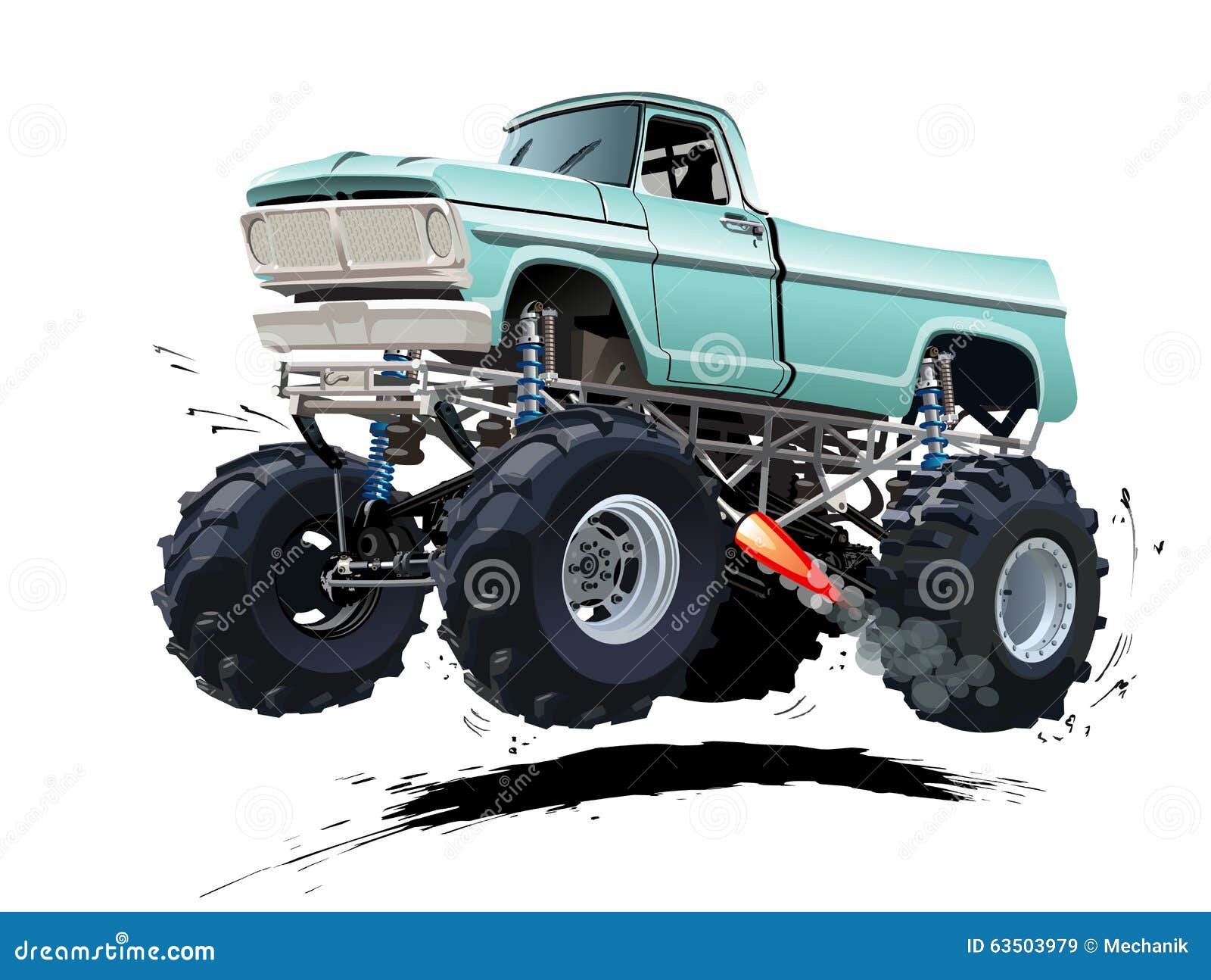Monster Truck Crushing Cars Leaving Wreckage Icon Stock Photo ...