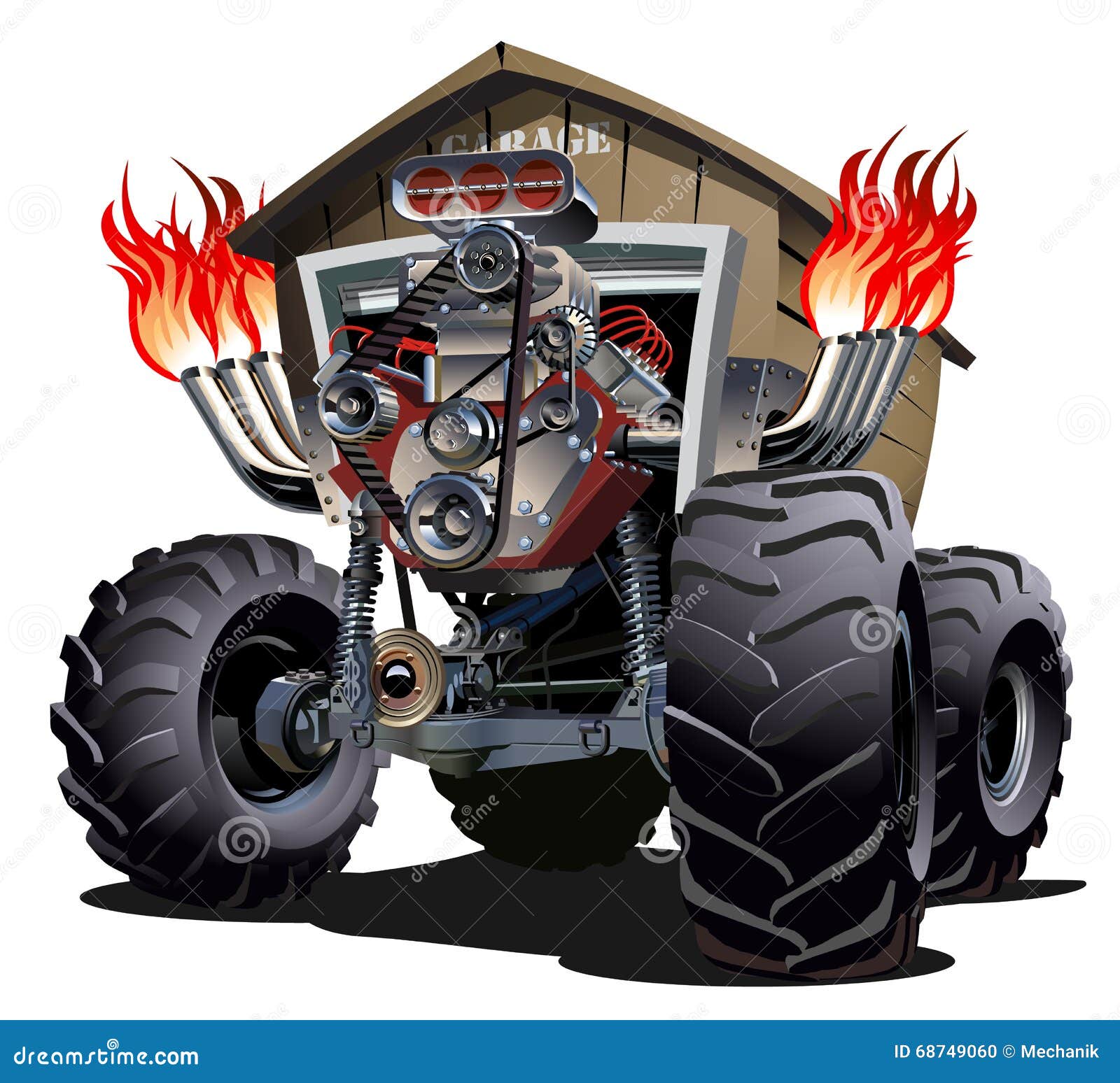 Cartoon Monster Truck stock vector. Illustration of large - 68749060