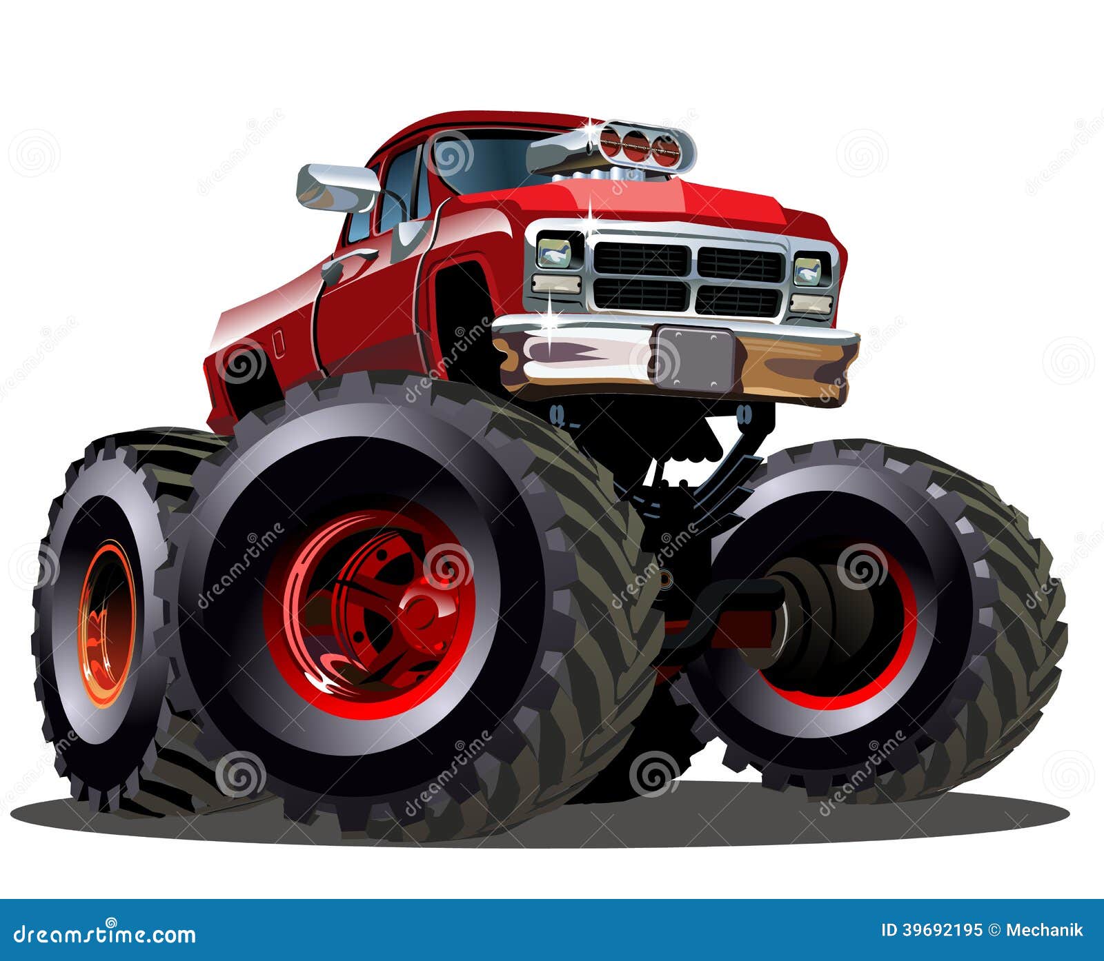 Monster Truck Vector Cartoon Vehicle Or Car And Extreme Transport ...